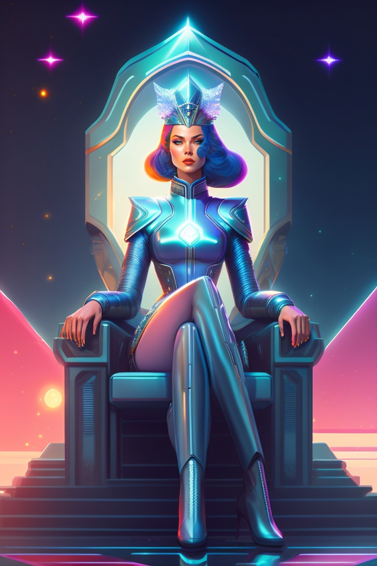 Lexica - Space commander woman sitting on throne, muted color, 4K ...