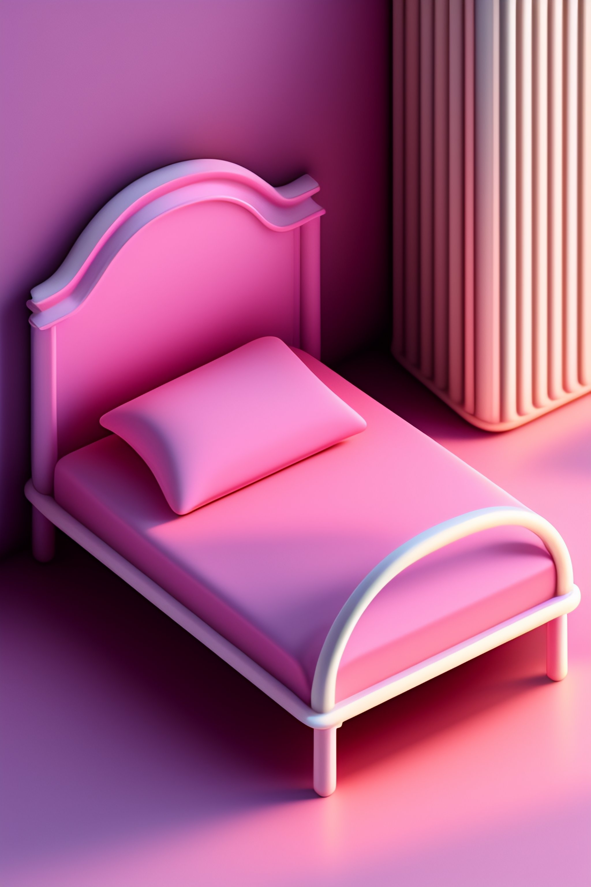 Lexica - Isometric room pink bed highly detailed