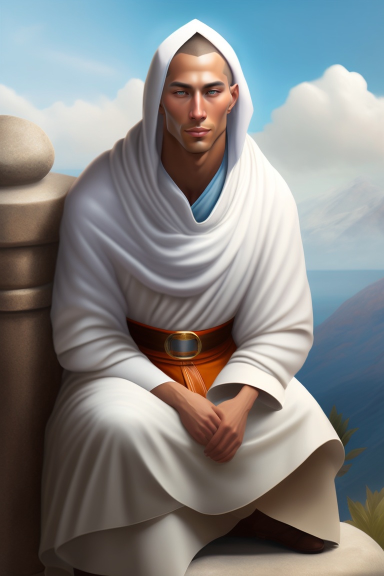 Lexica - Monk, full blad, looking under his eyes, hyper realistic ...