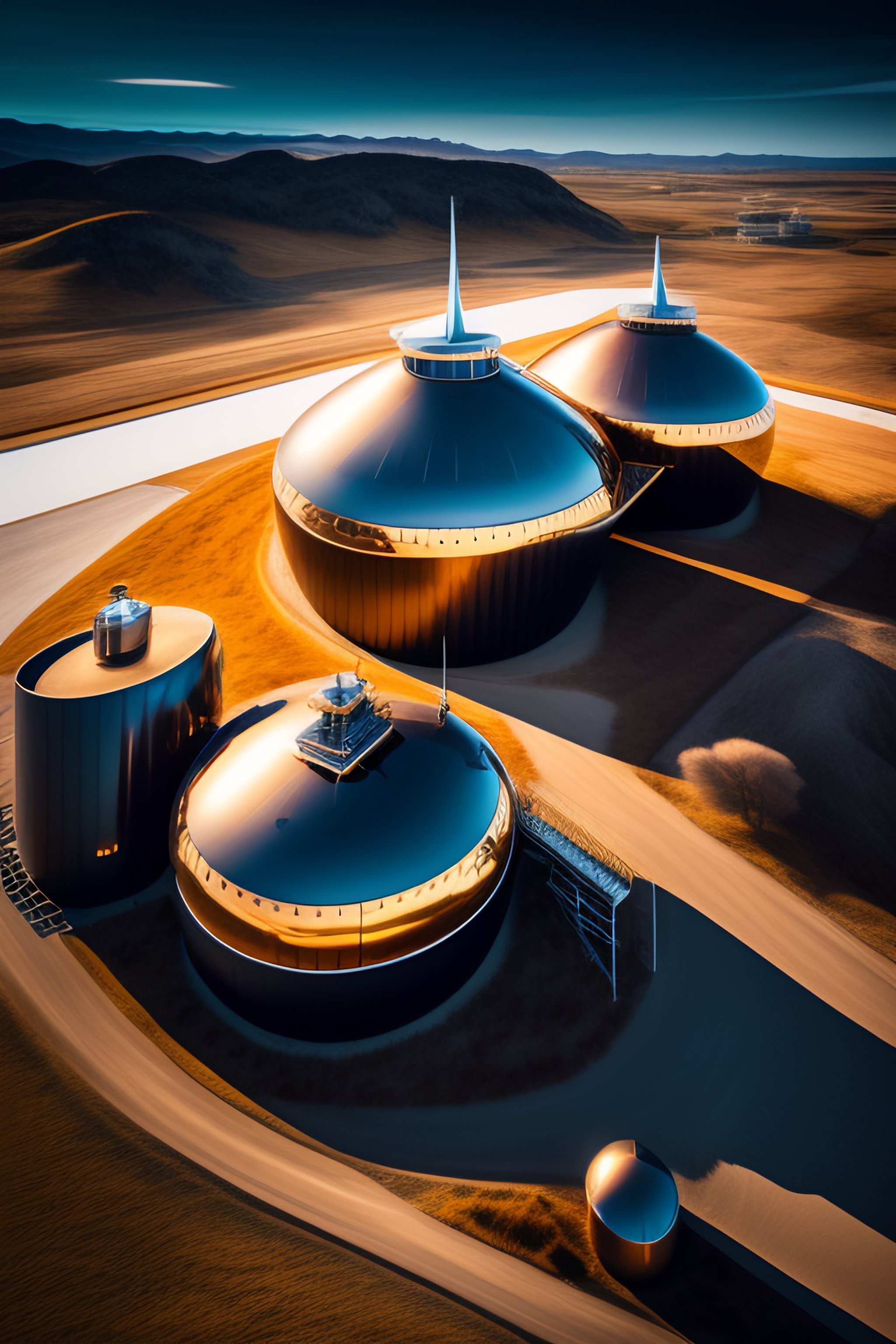 Lexica - Futuristic whiskey distillery architecture exterior, utopia ...