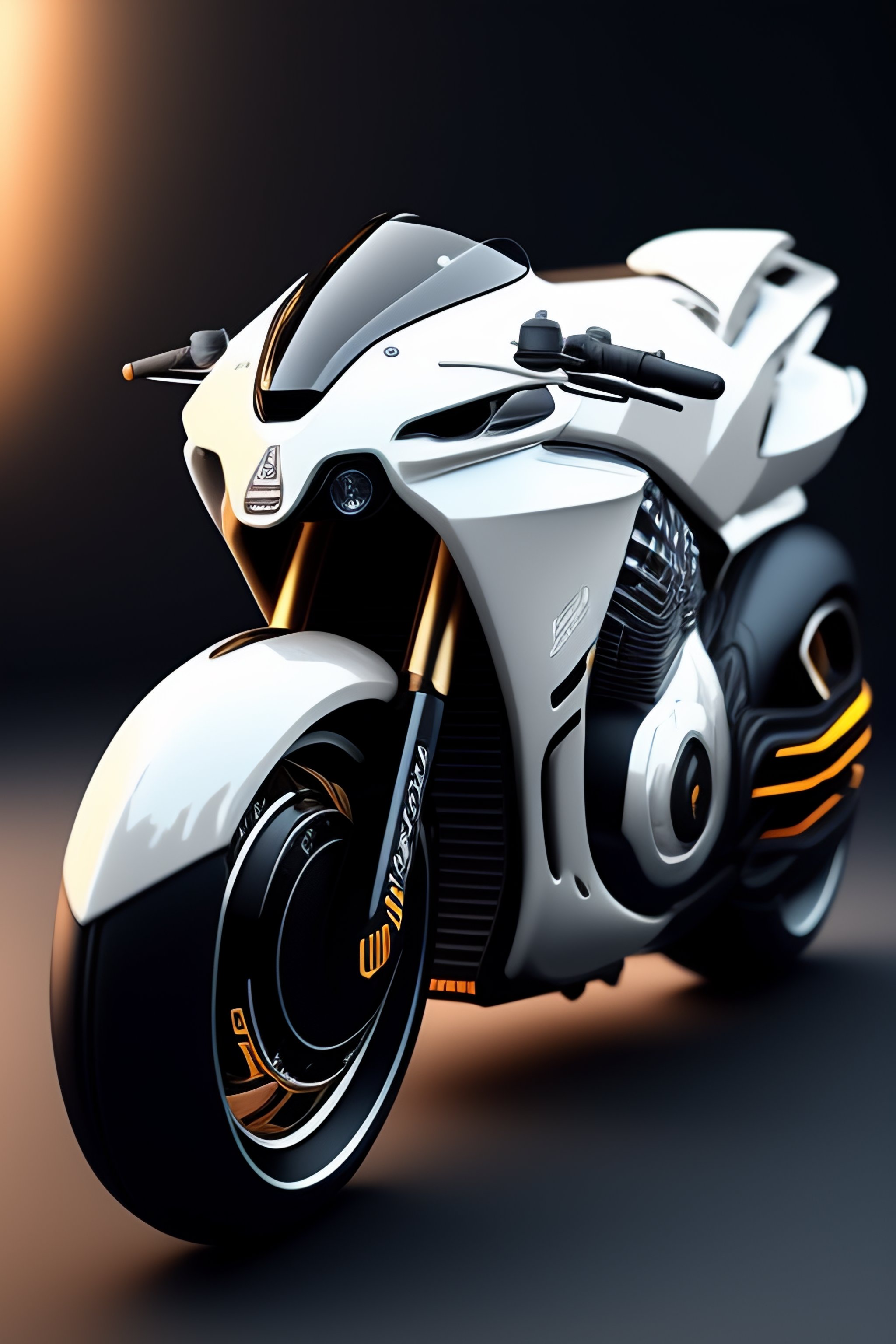 Lexica - White pearl and carbon fiber armoured motorbike in a style of ...