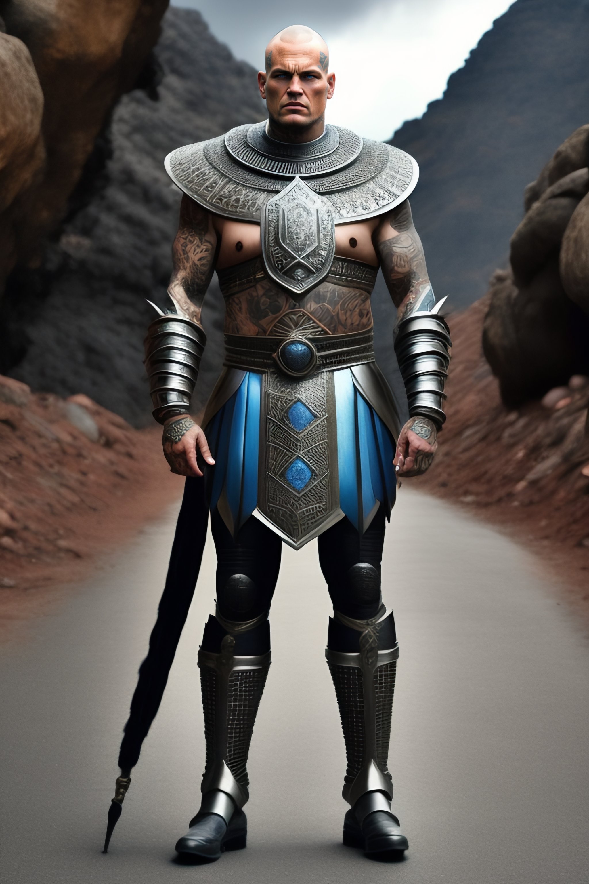 Lexica - Goliath man. 8ft. Tall. Heavily Tattooed. Face has heavy ...