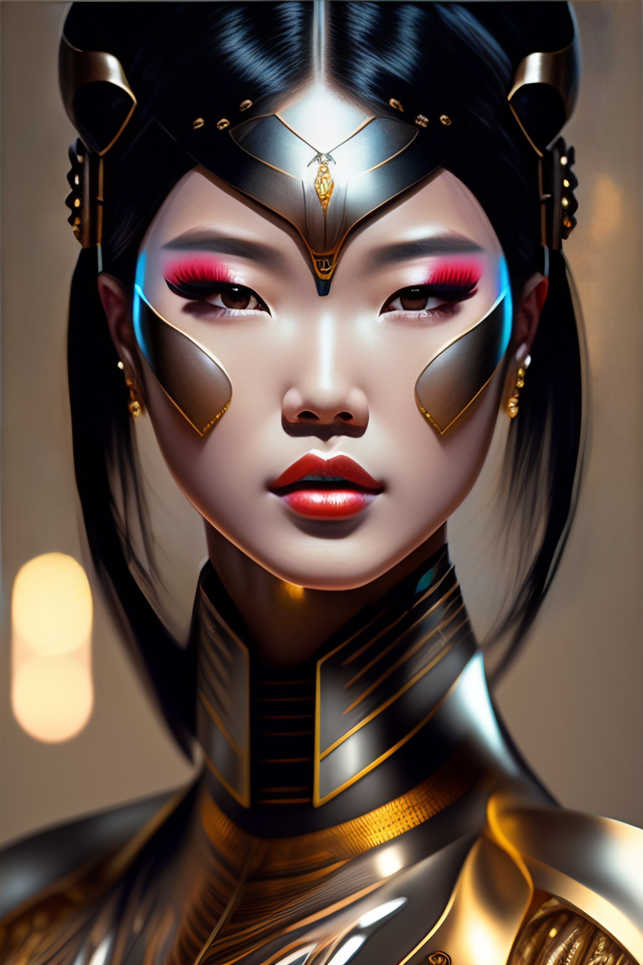 Lexica - Hyperrealistic Portrait of a futuristic geisha cyborg, girl ...