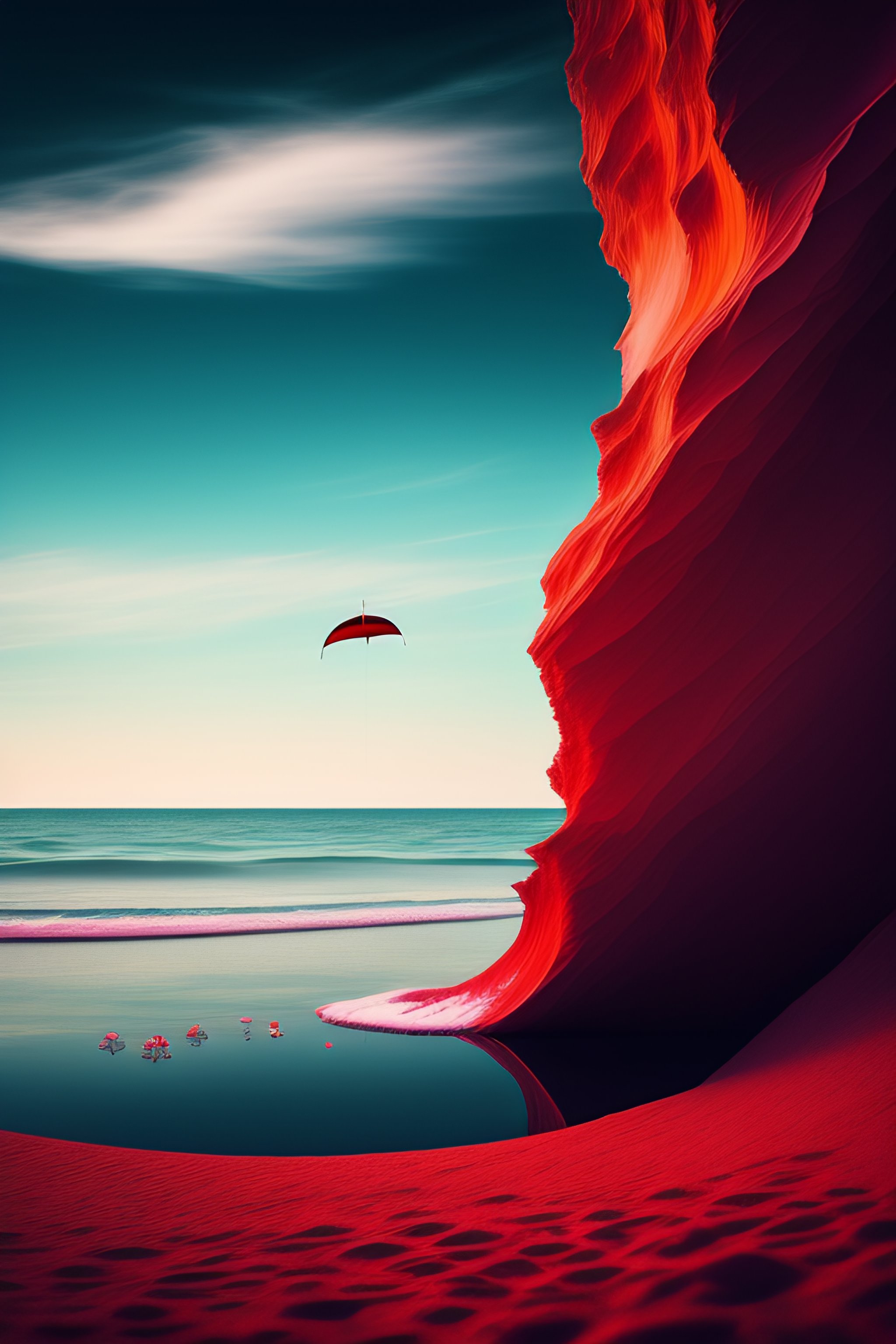 Lexica - Skeleton falling into the sea, a sea that is half ice half ...