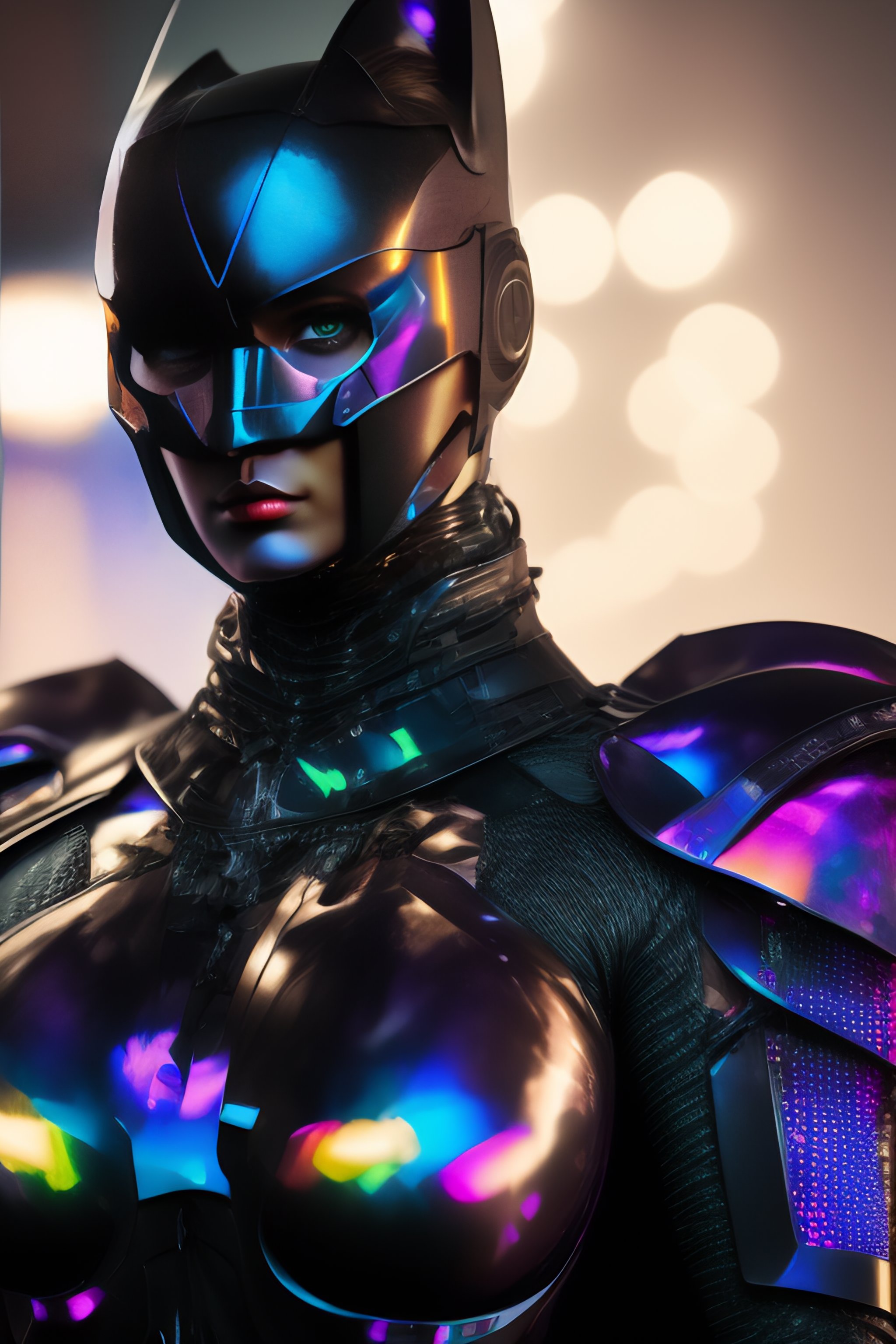 Lexica - Potrait of a cyberpunk muscular lady batman armour made of ...