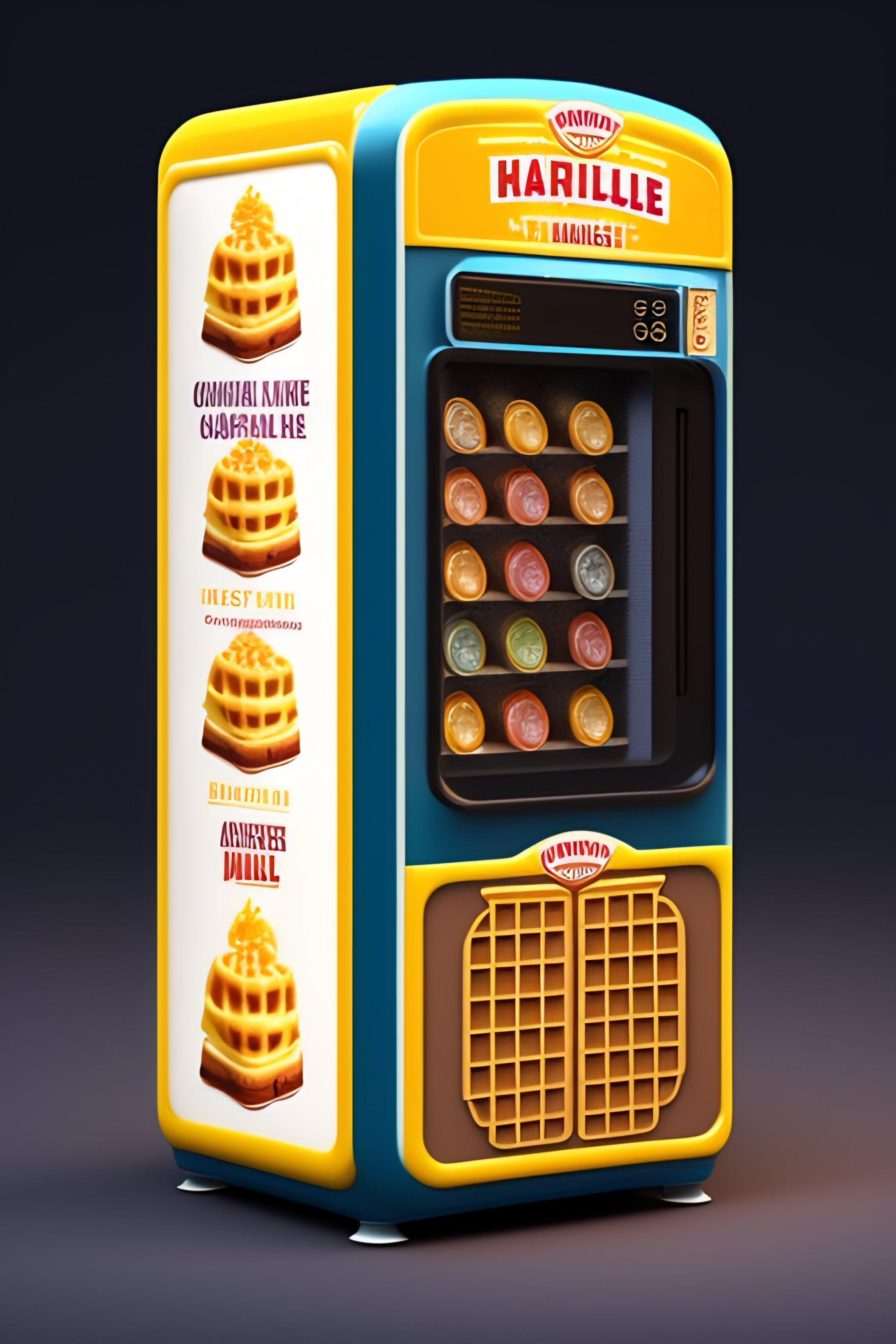 Lexica - A waffle vending machine, cute. Concept art illustration