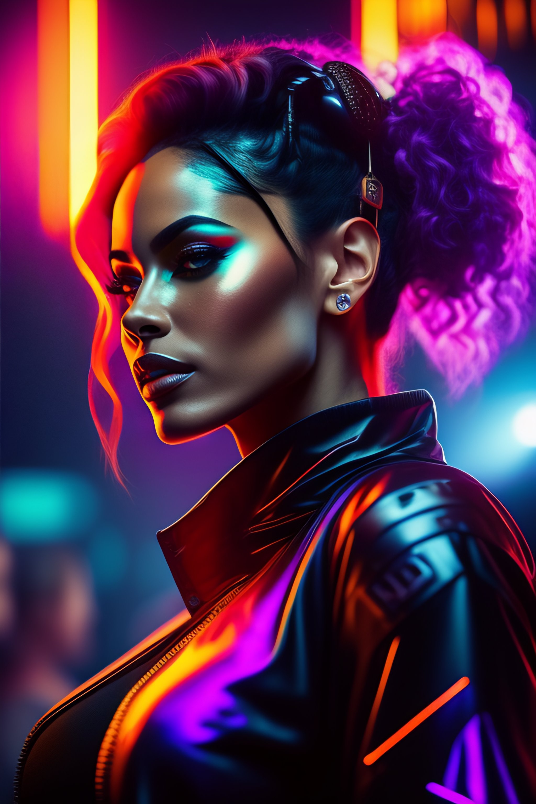 Lexica - Woman dancing in a cyberpunk club in the future