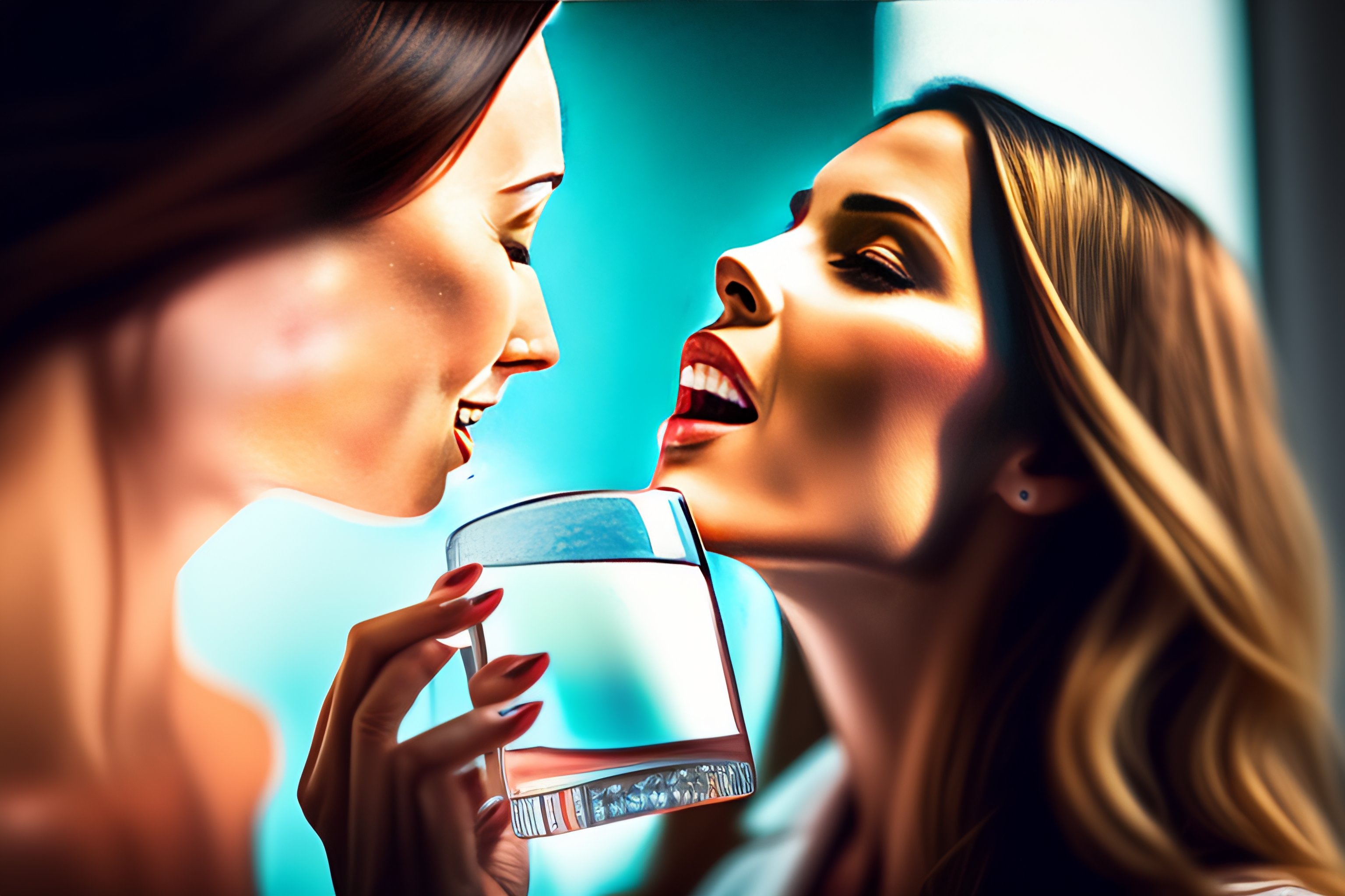 Lexica - Woman swallowing a thyroid medication pill with a glass of water