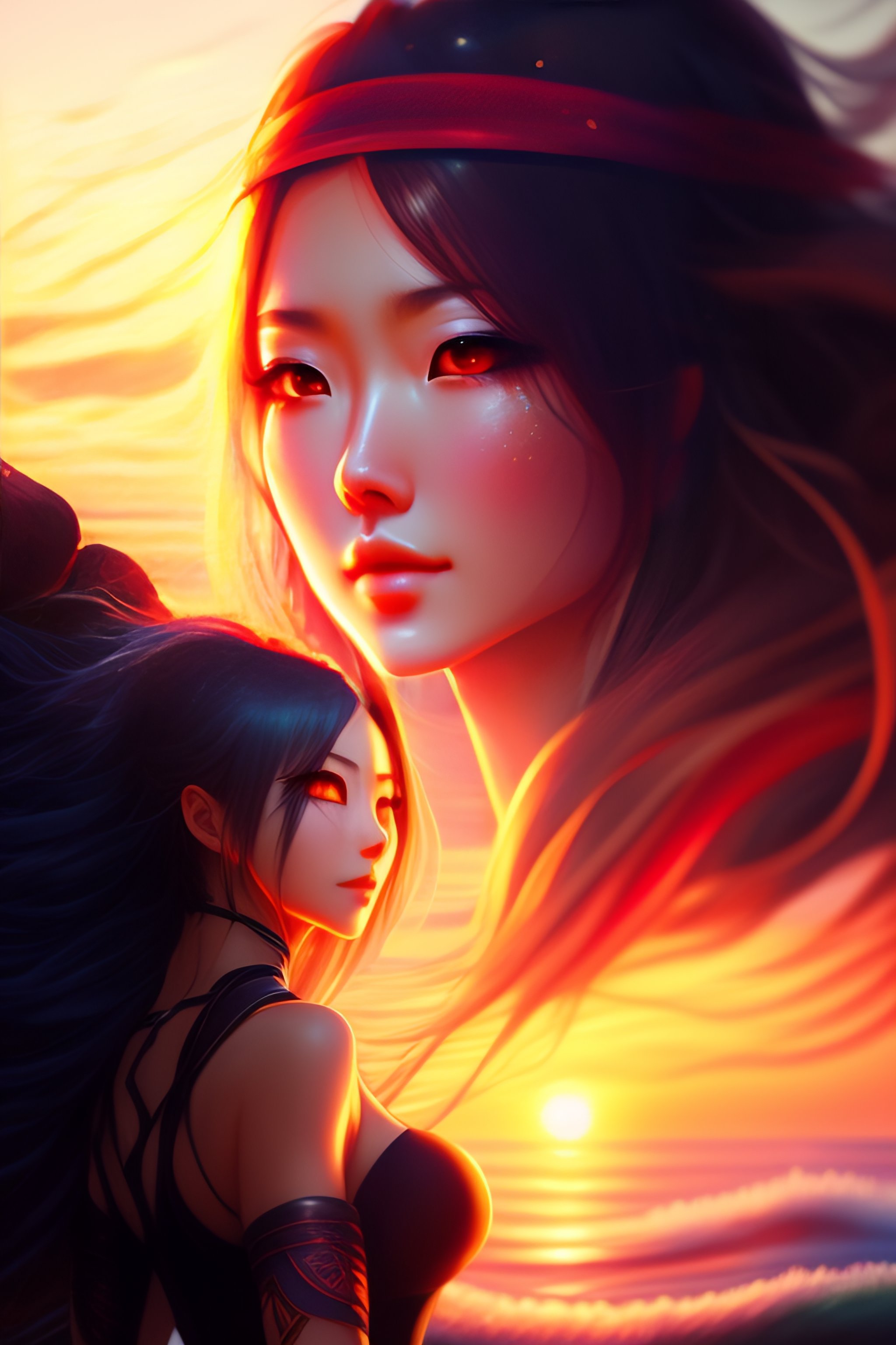 Lexica - Full body, woman, sunset, anime style, shen he, genshin ...