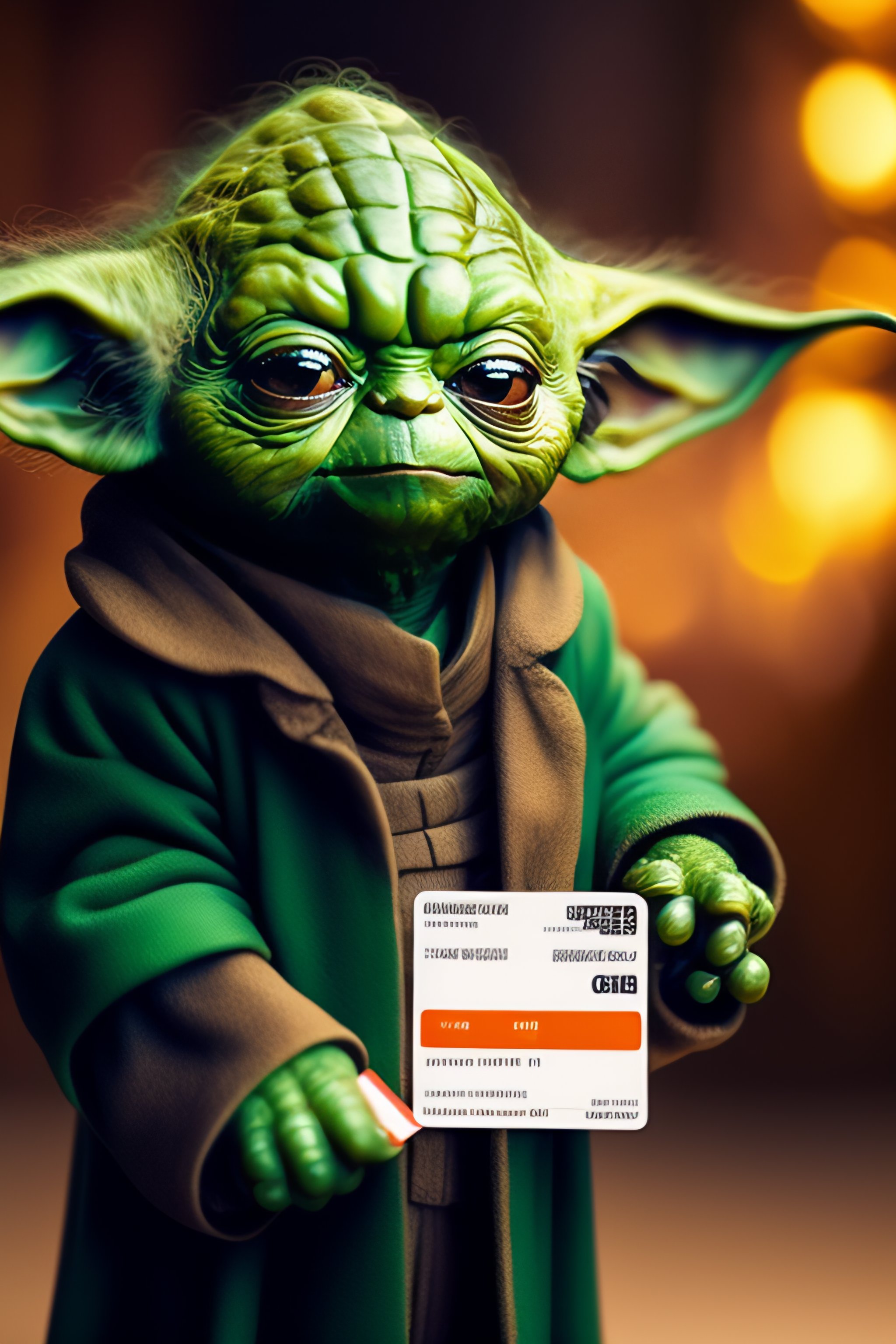 Lexica - Yoda holding a credit card in one hand and an expensive bill ...