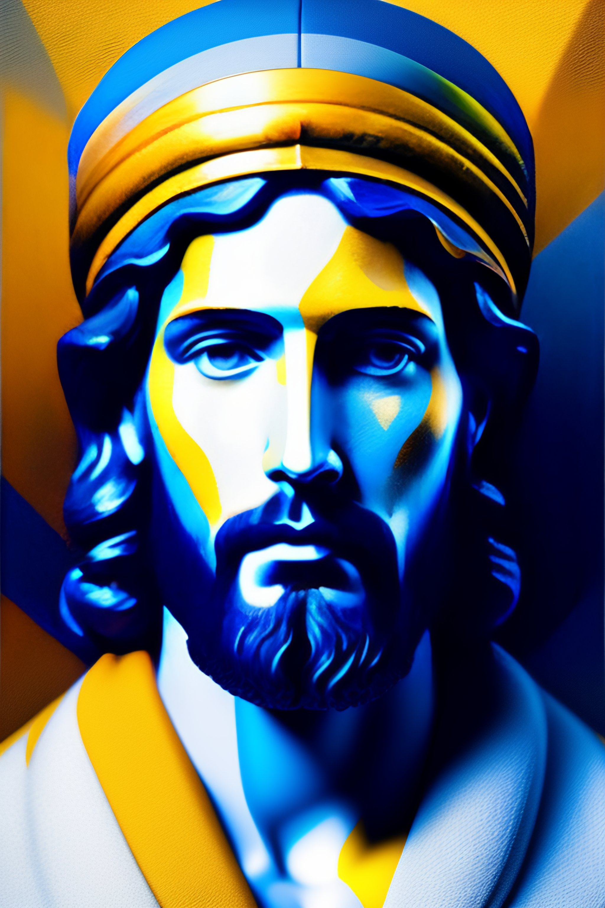 Lexica - A portrait of Jesus blue, white and yellow manl, highly ...