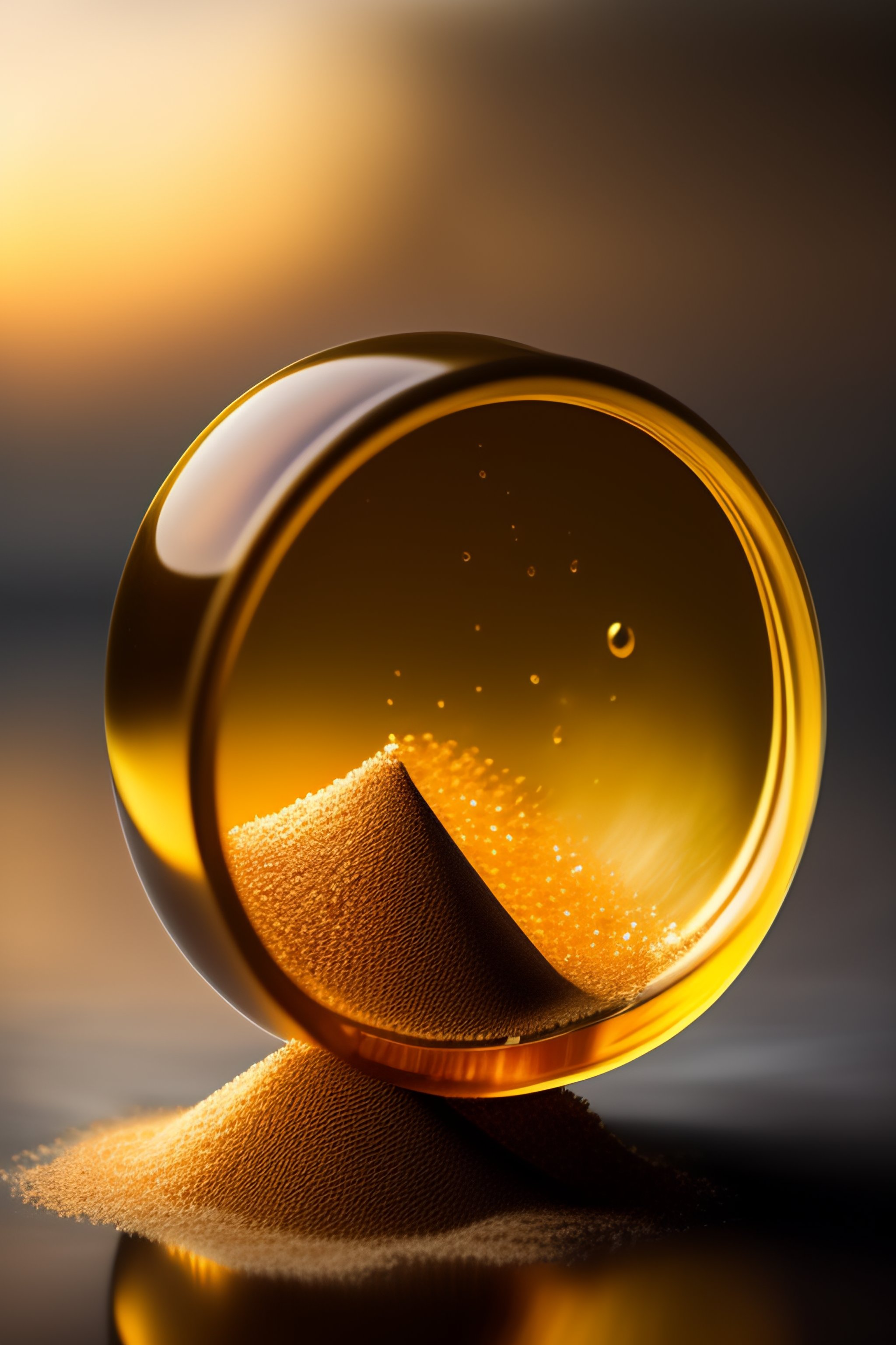 Lexica - Broken alabaster jar pouring out gold flakes and rubies