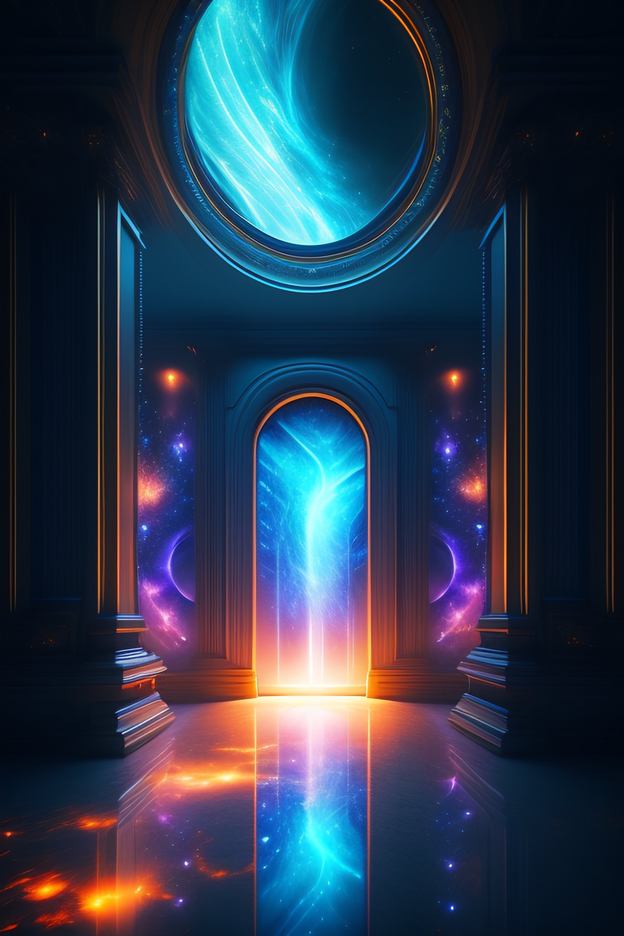 Lexica - Massive portal with glowing portals leading to different ...