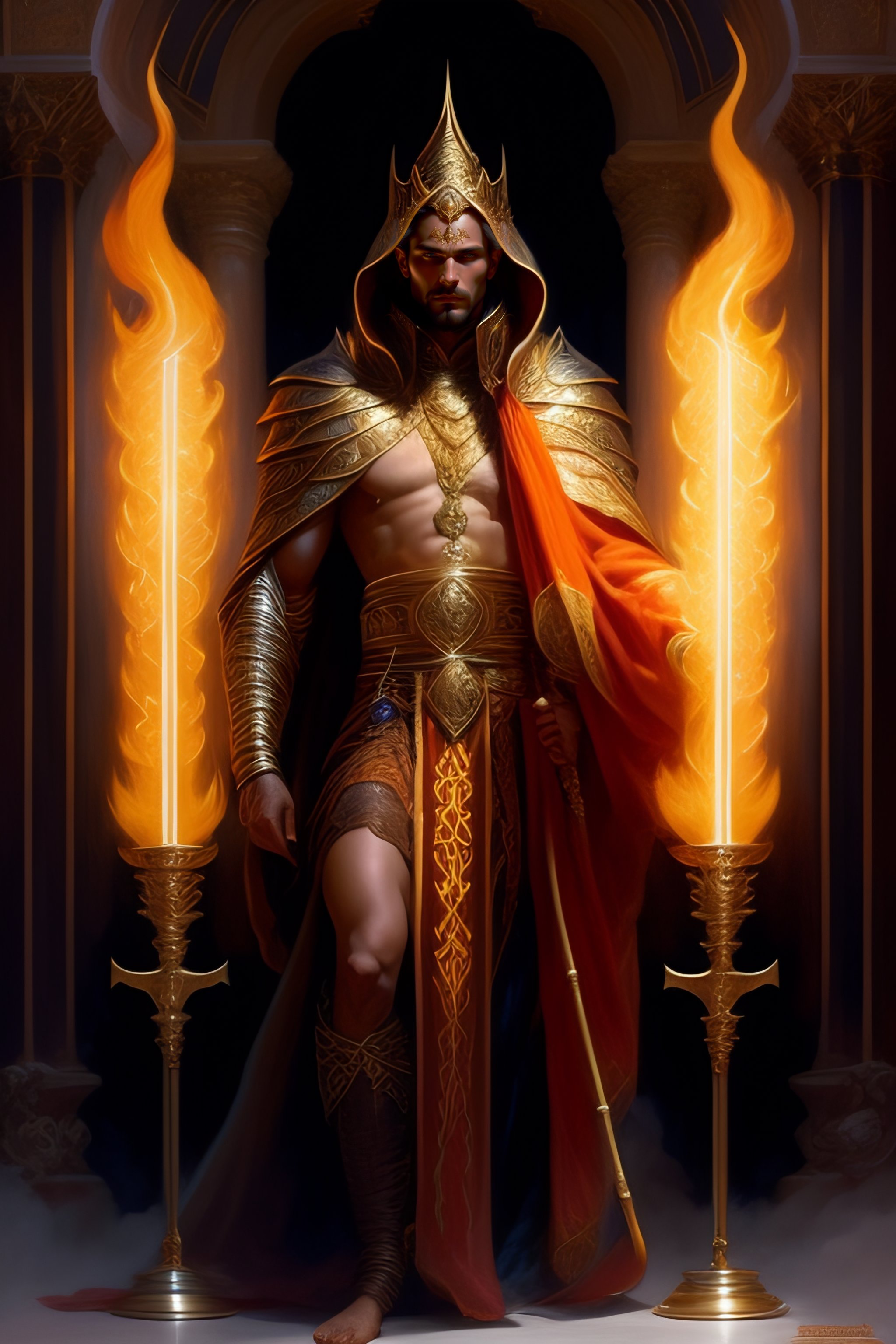 Lexica - Scene of a back view of a mage wearing a hooded tunic ...