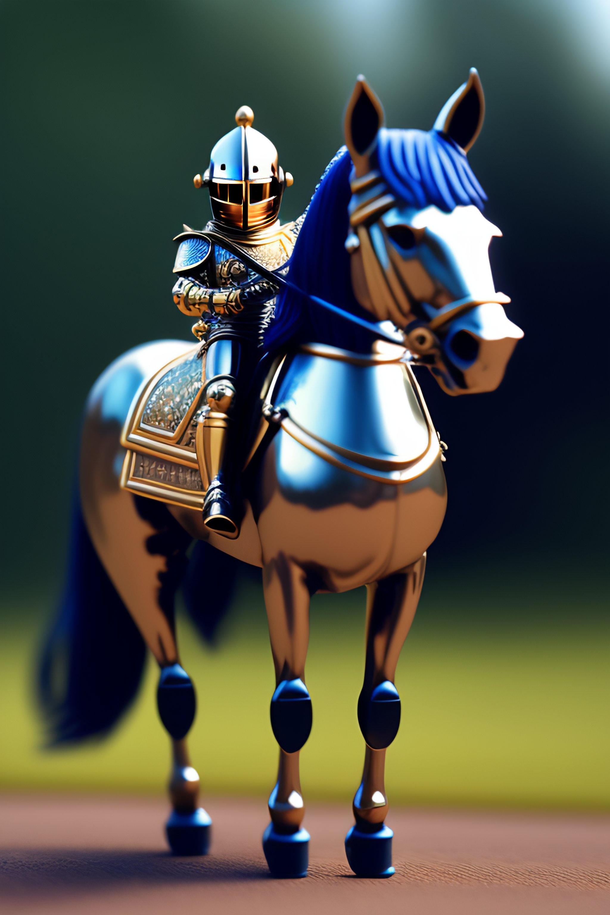 Lexica - Tiny robotic knight holding a lnace on a tiny robotic horse