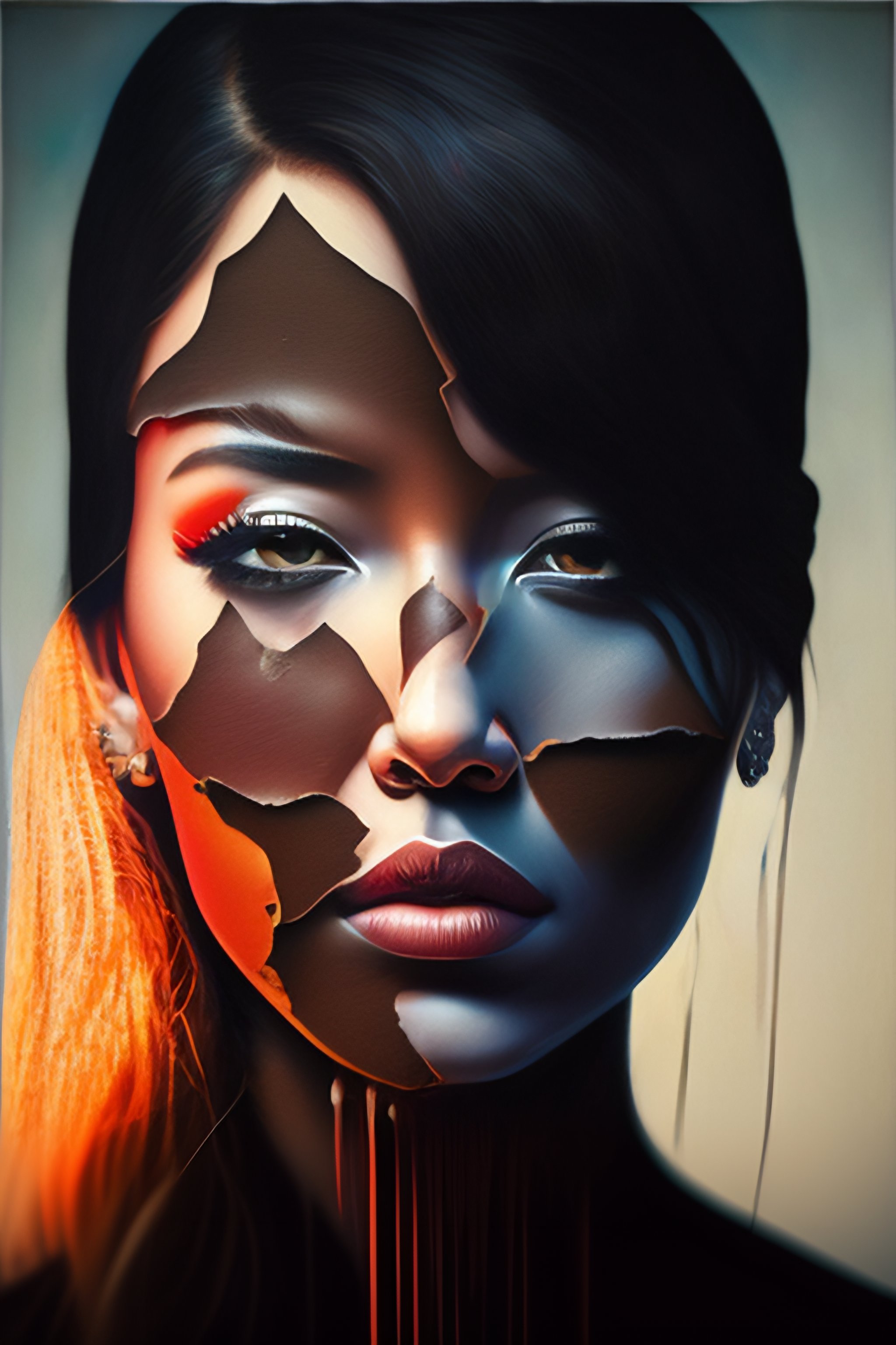 Lexica - Face shredded like paper, dark horror, surreal, illustration ...