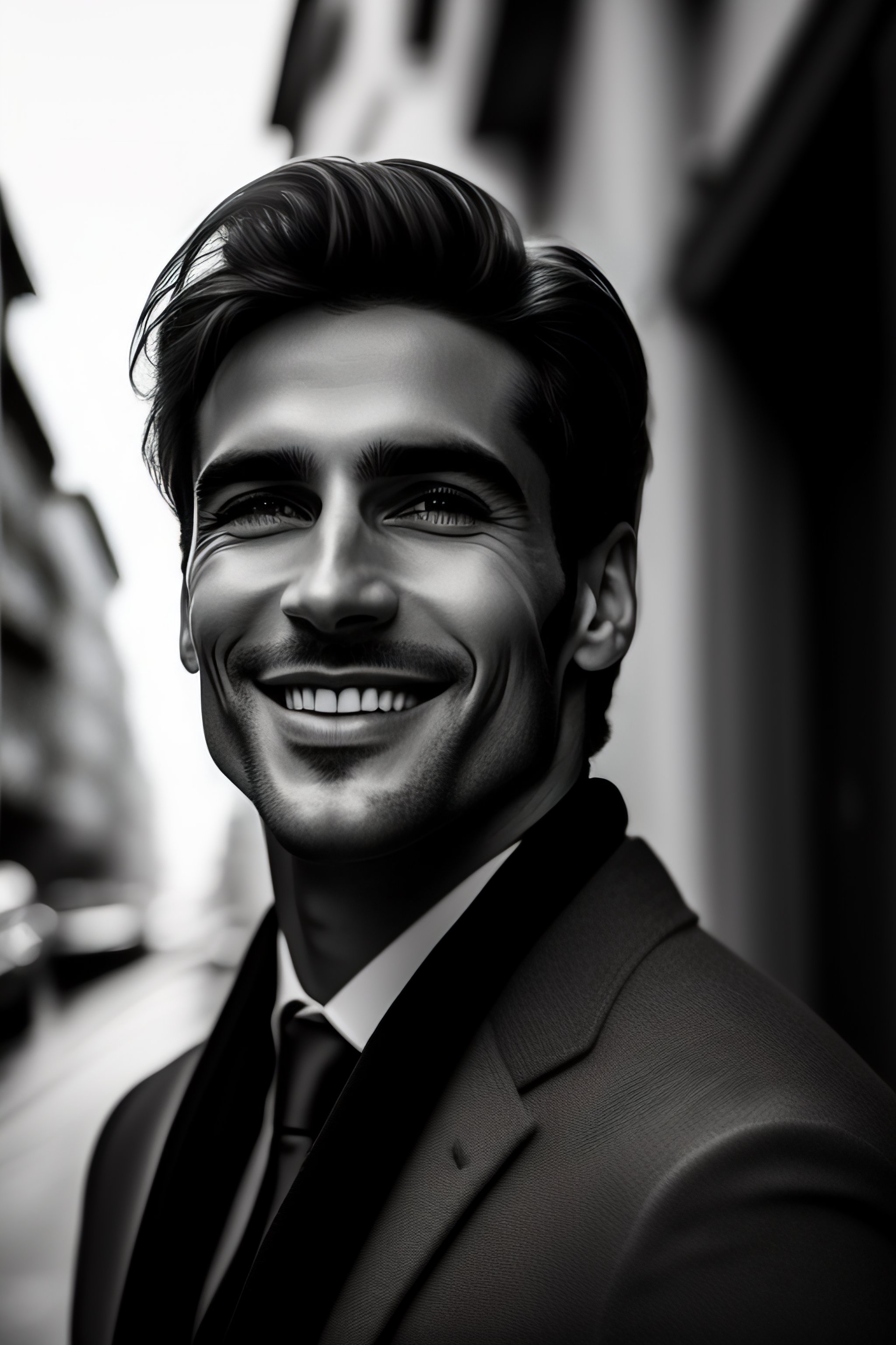 Lexica - A black and white photo of yourself a handsome European Male ...