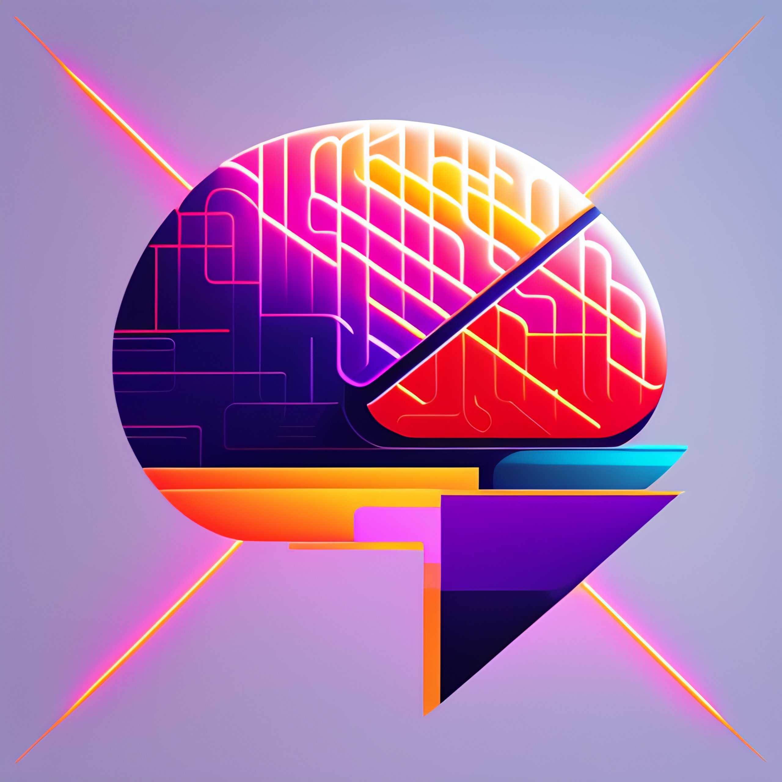 Lexica - Simplistic brain lightning, "M", logo, 2d, vector art ...