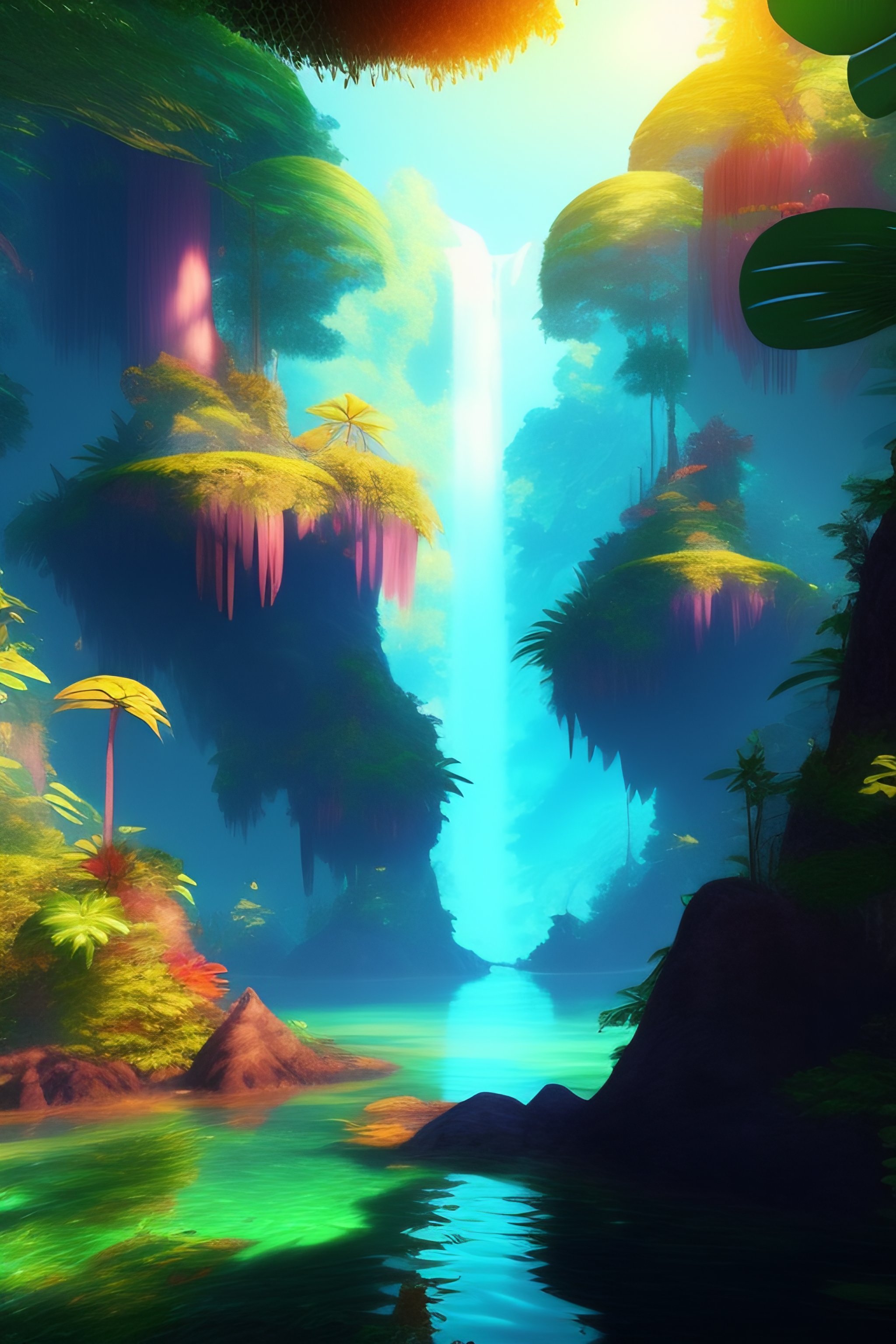Lexica - Vibrant fantasy, photo-realistic, beautiful jungle, hyper ...