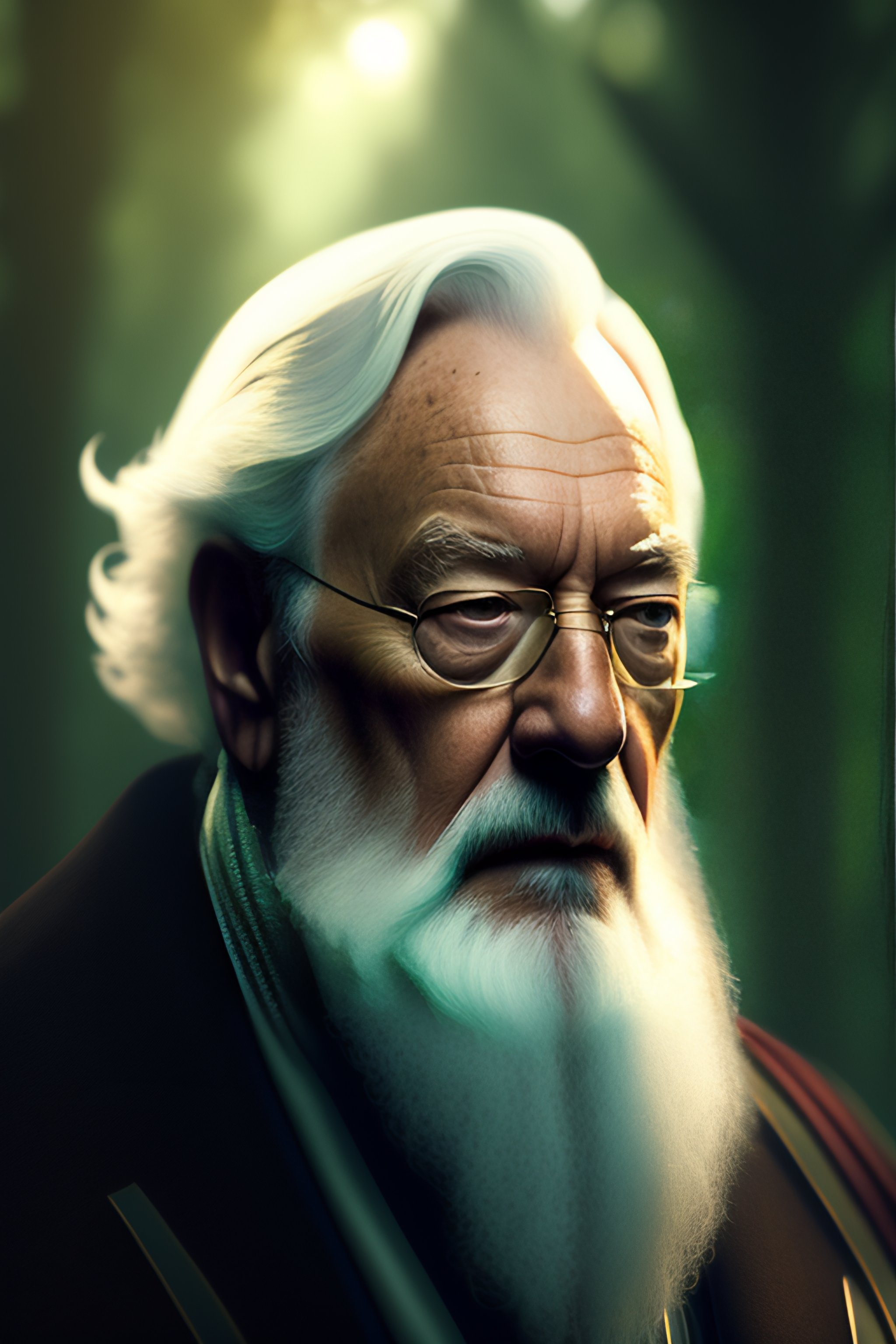 Lexica - Michael Gambon as Dumbledore, magical, forest, evening, green ...