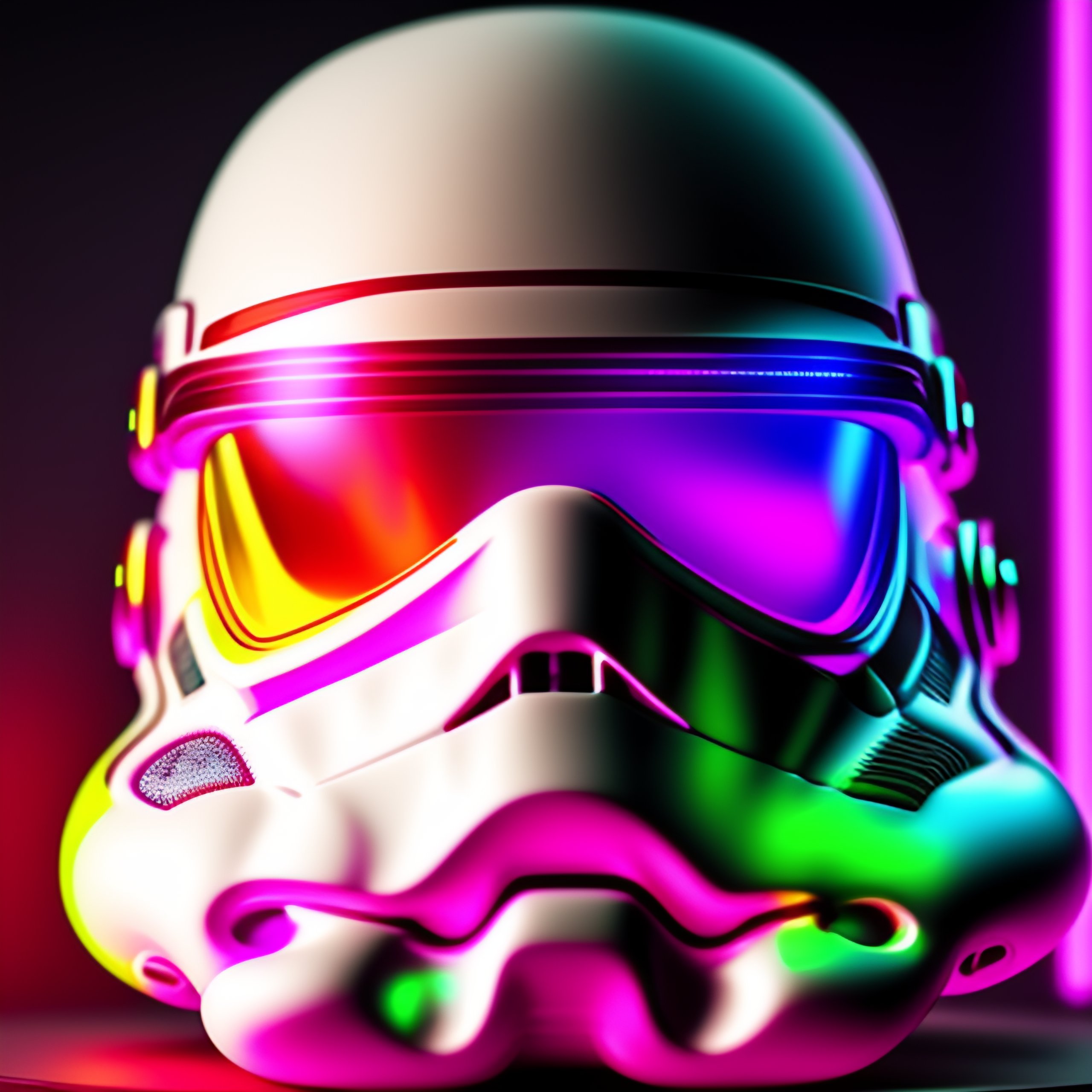Lexica - 3d render of a Stormtrooper in neon colors white helmet in a ...