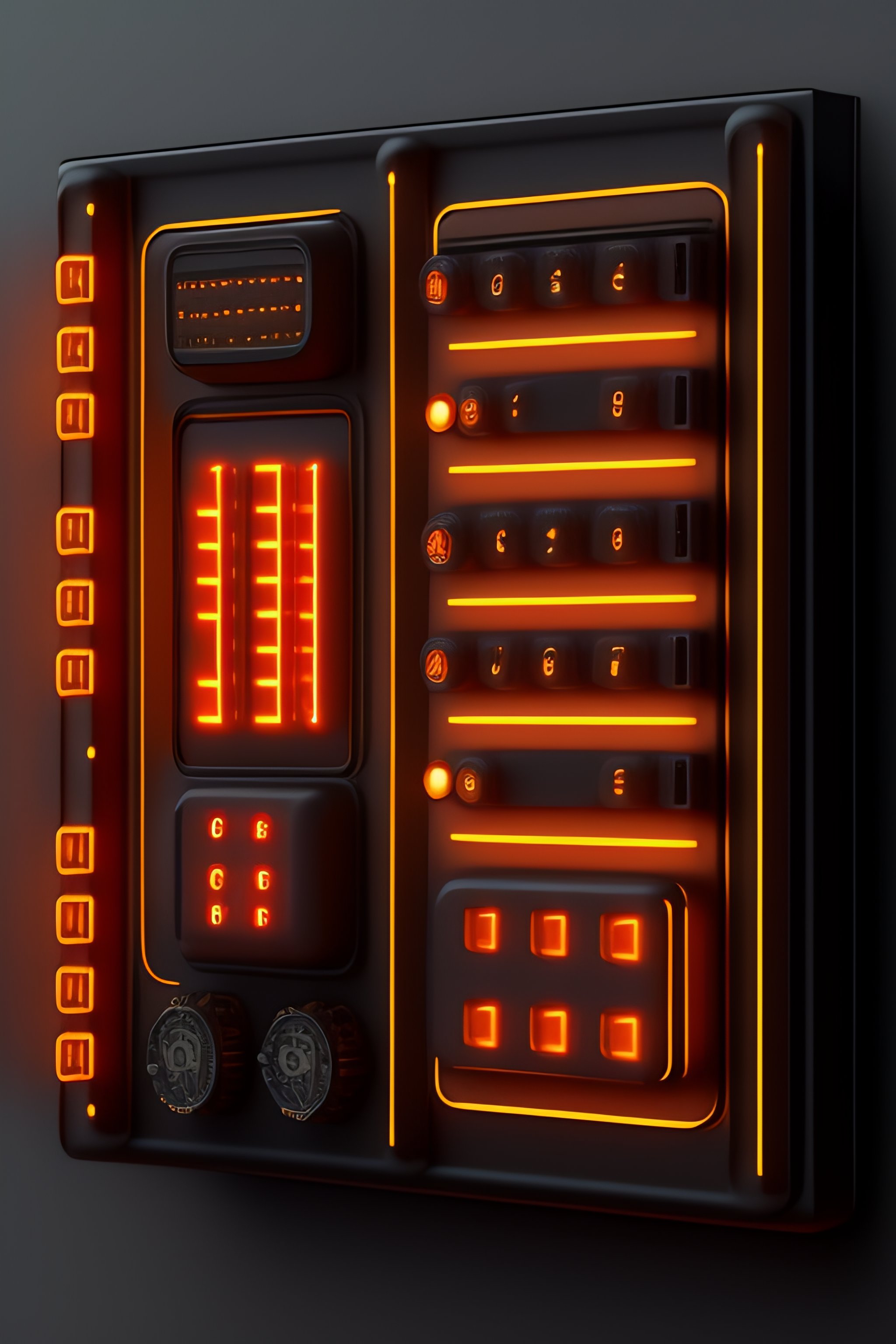 Lexica - A steampunk style control panel of glowing switches, dials ...