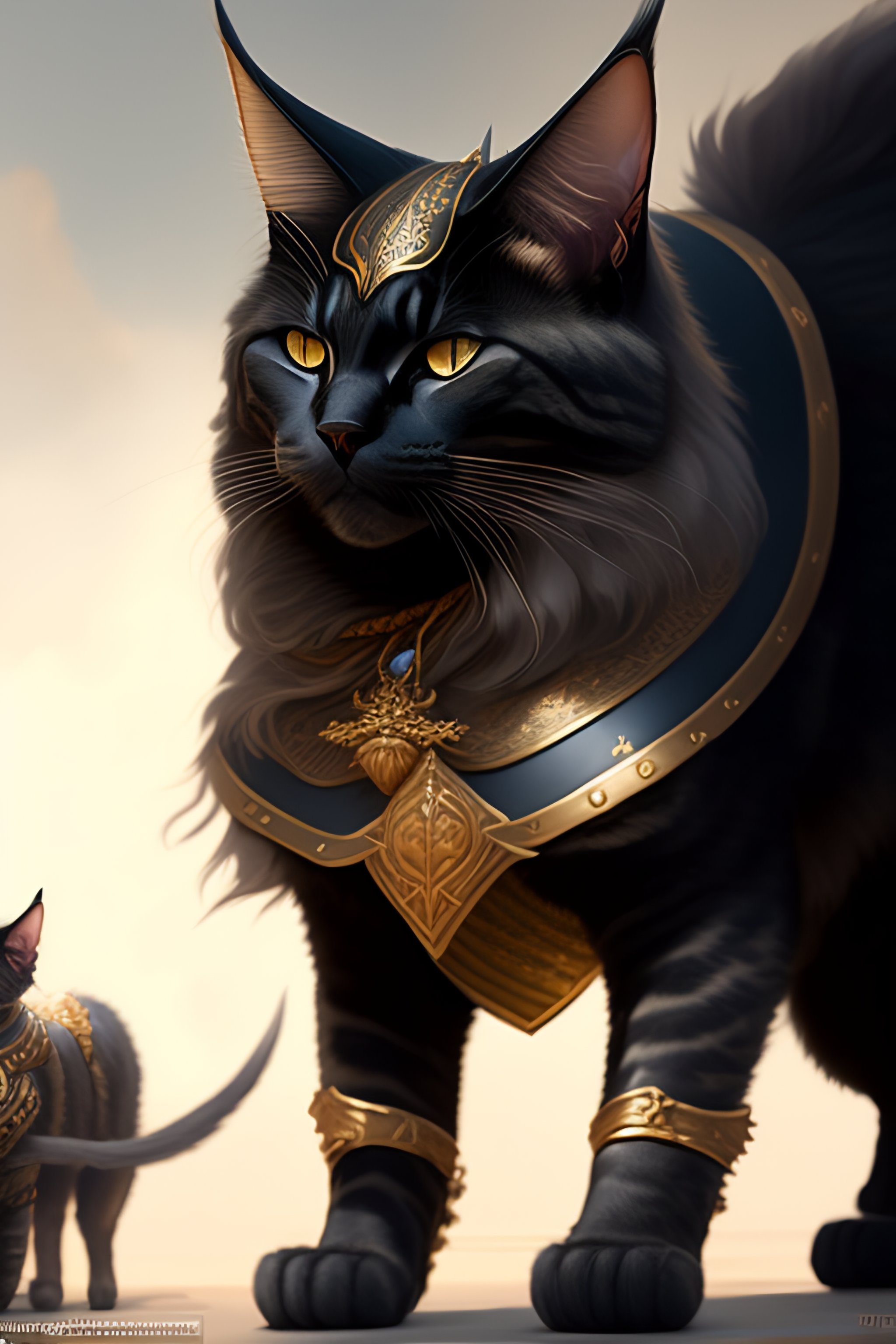 Lexica - A detailed full length of dark grey mainecoon cat in Persian ...