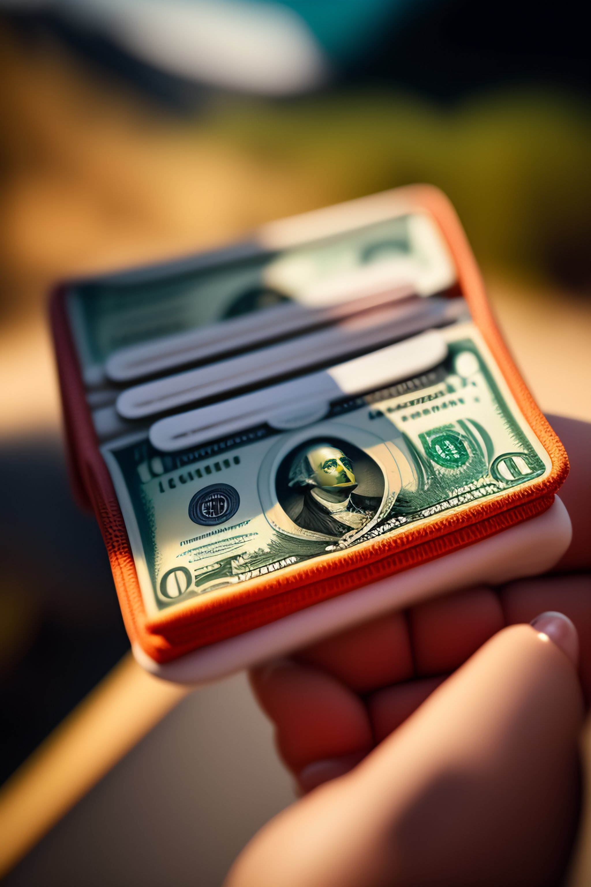 Lexica - A hand giving a pouch with dollar sign to another hand