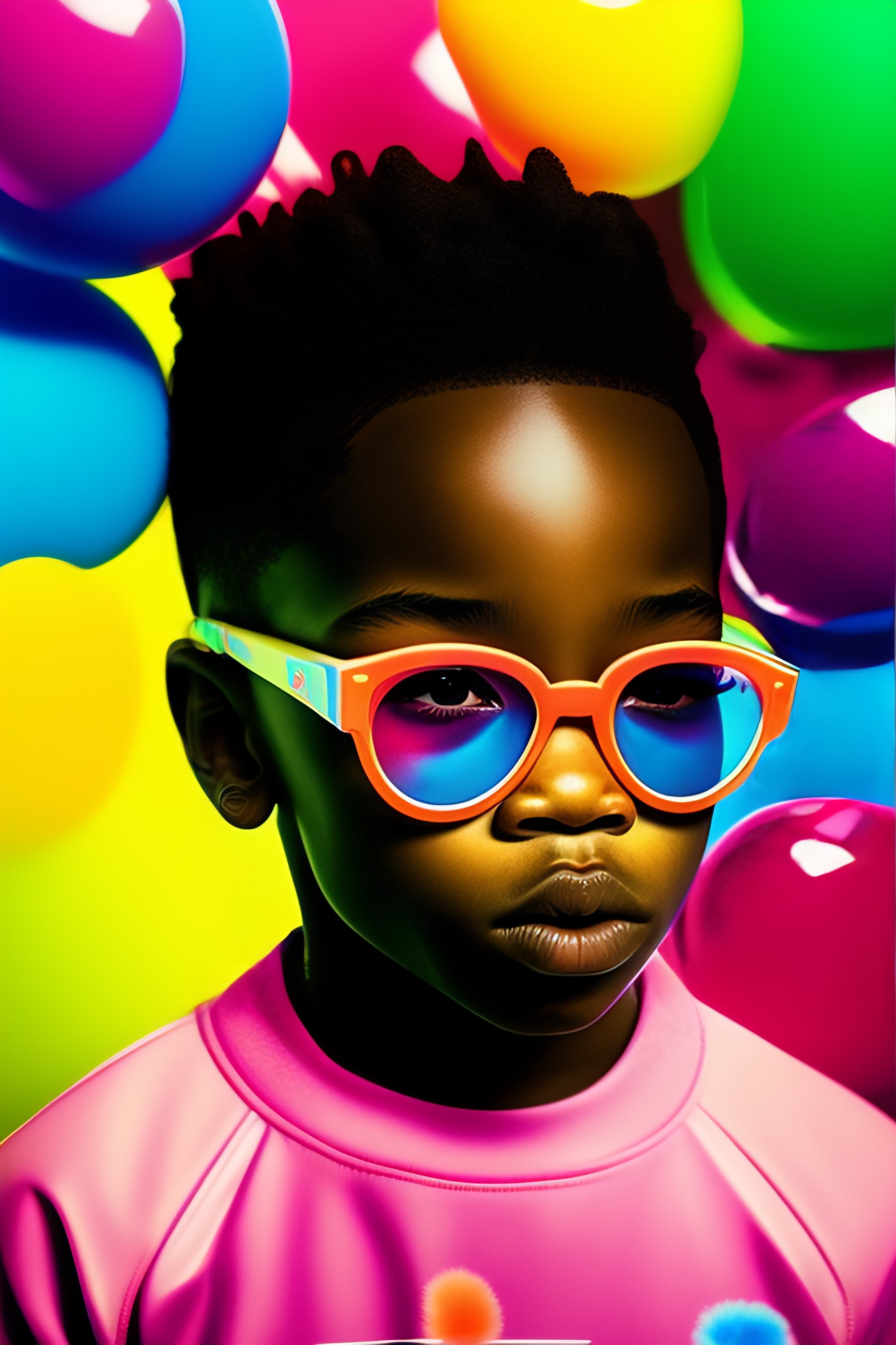 Lexica - Portrait African american boy wearing pale sunglasses and ...