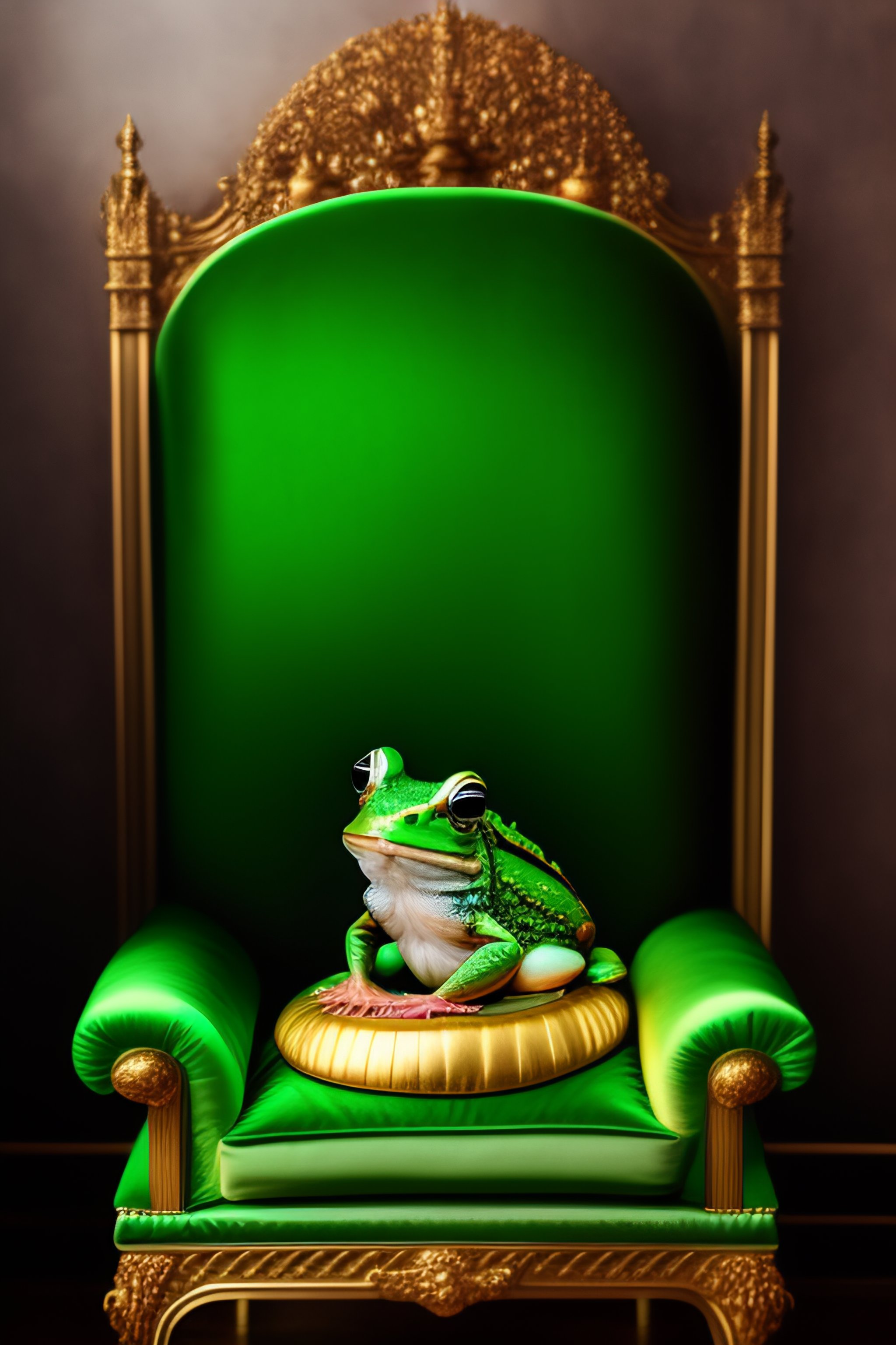 Lexica - Portrait of the king of the frogs sitting in his throne