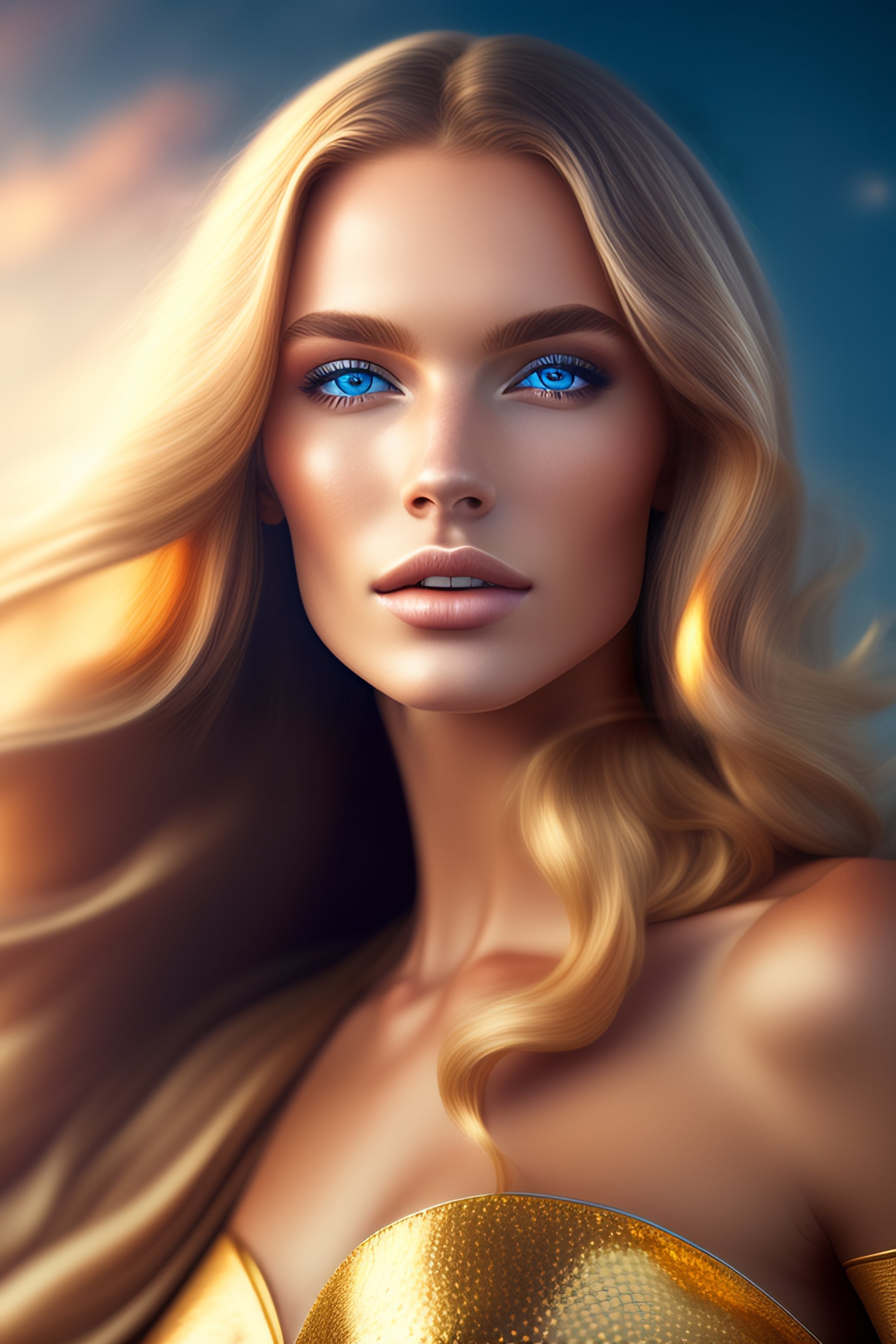 Lexica - Photo of beautiful, elegant, perfect girl, golden and long ...