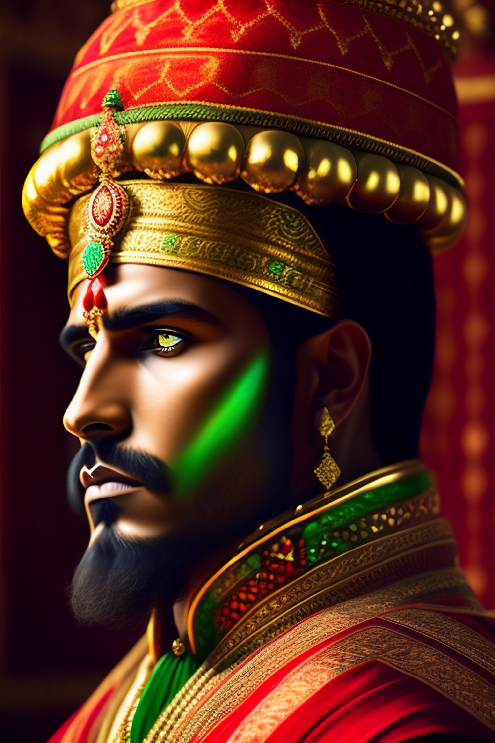 Lexica - Portrait, Atlas lion head in man body, wear traditional ...