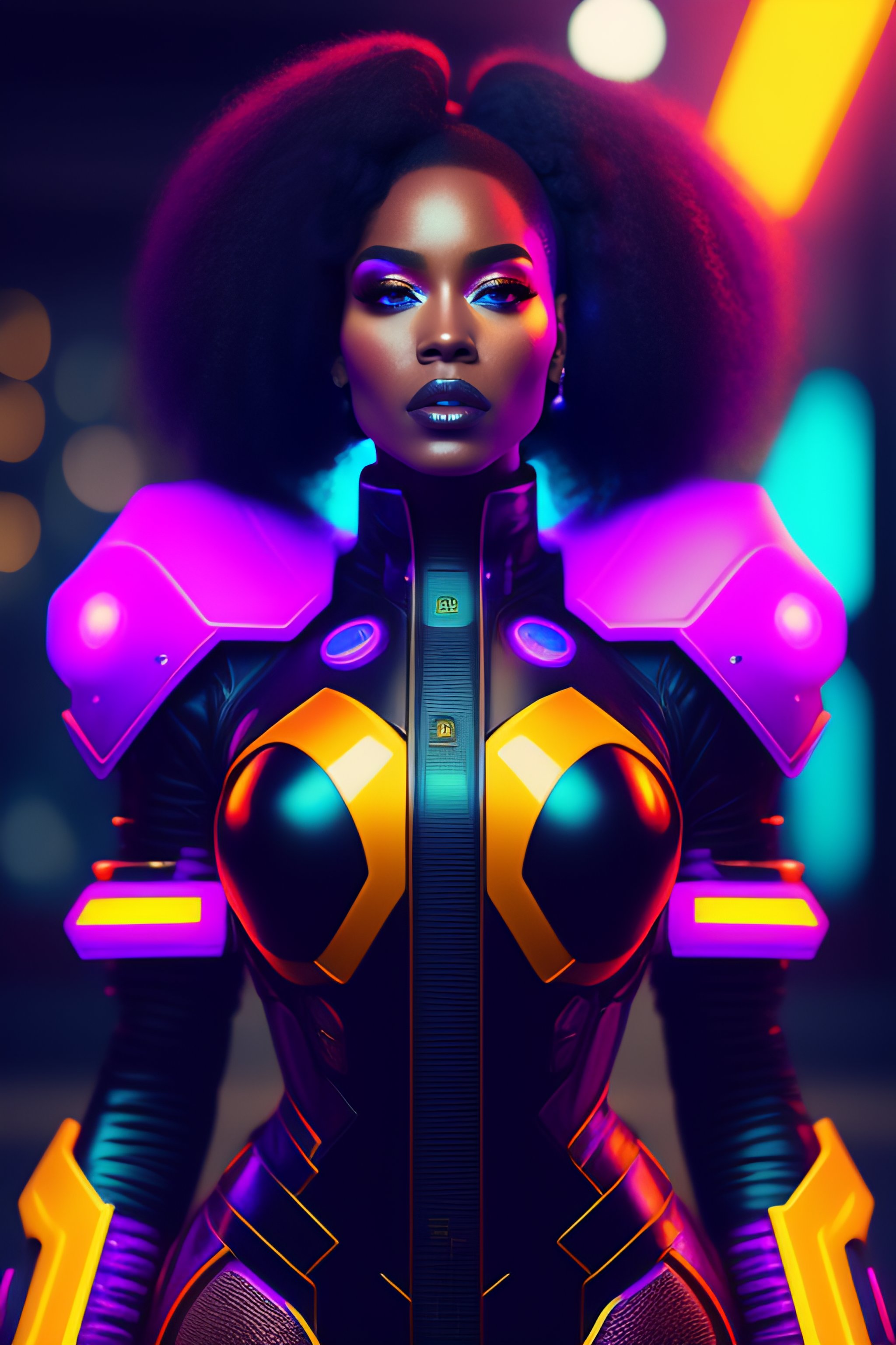 Lexica - Cuberpunk. retro futurism. neon dress. Sci-fi. future. Black ...