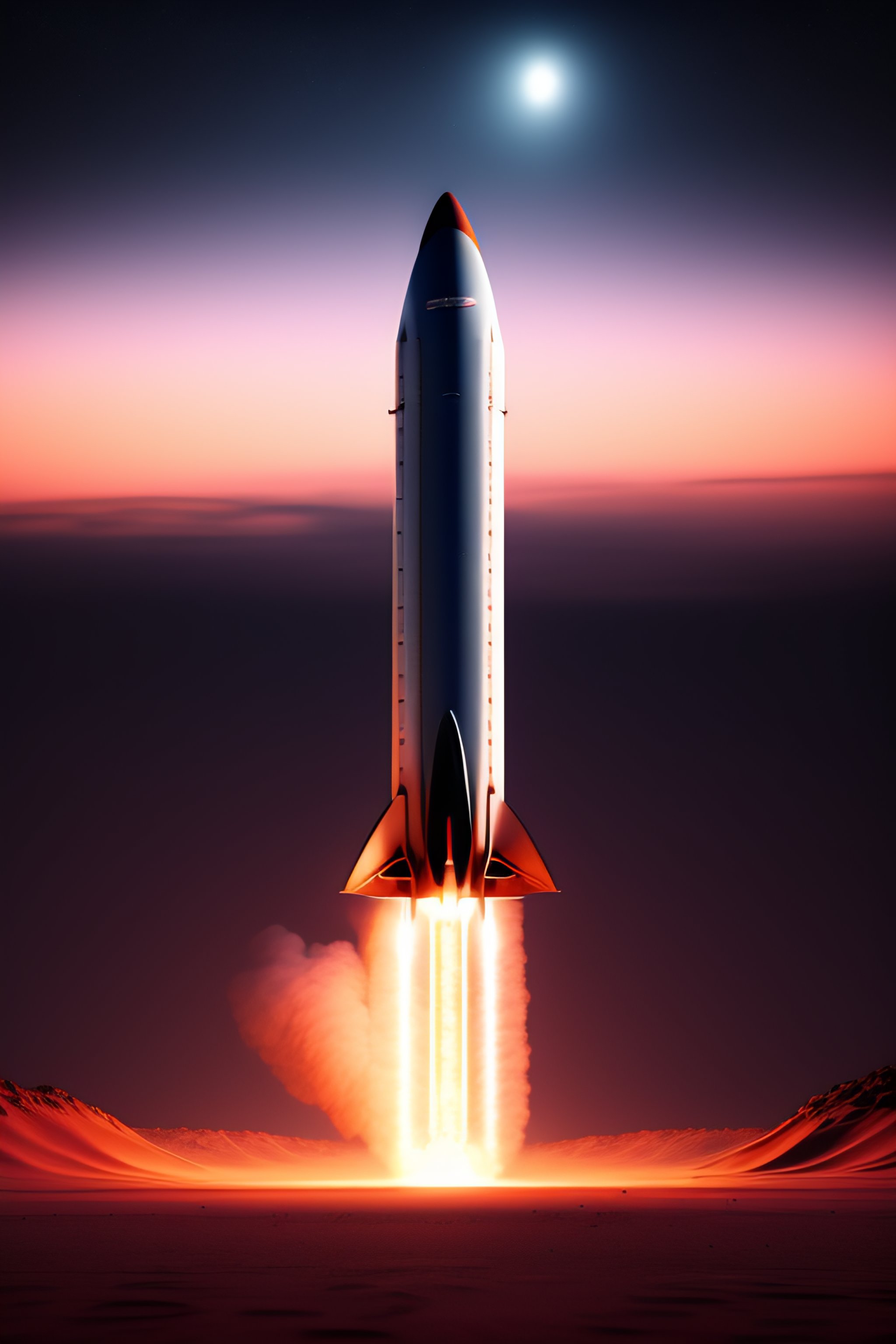 Lexica - 50mm Photograph of SpaceX starship designed by SpaceX landed ...