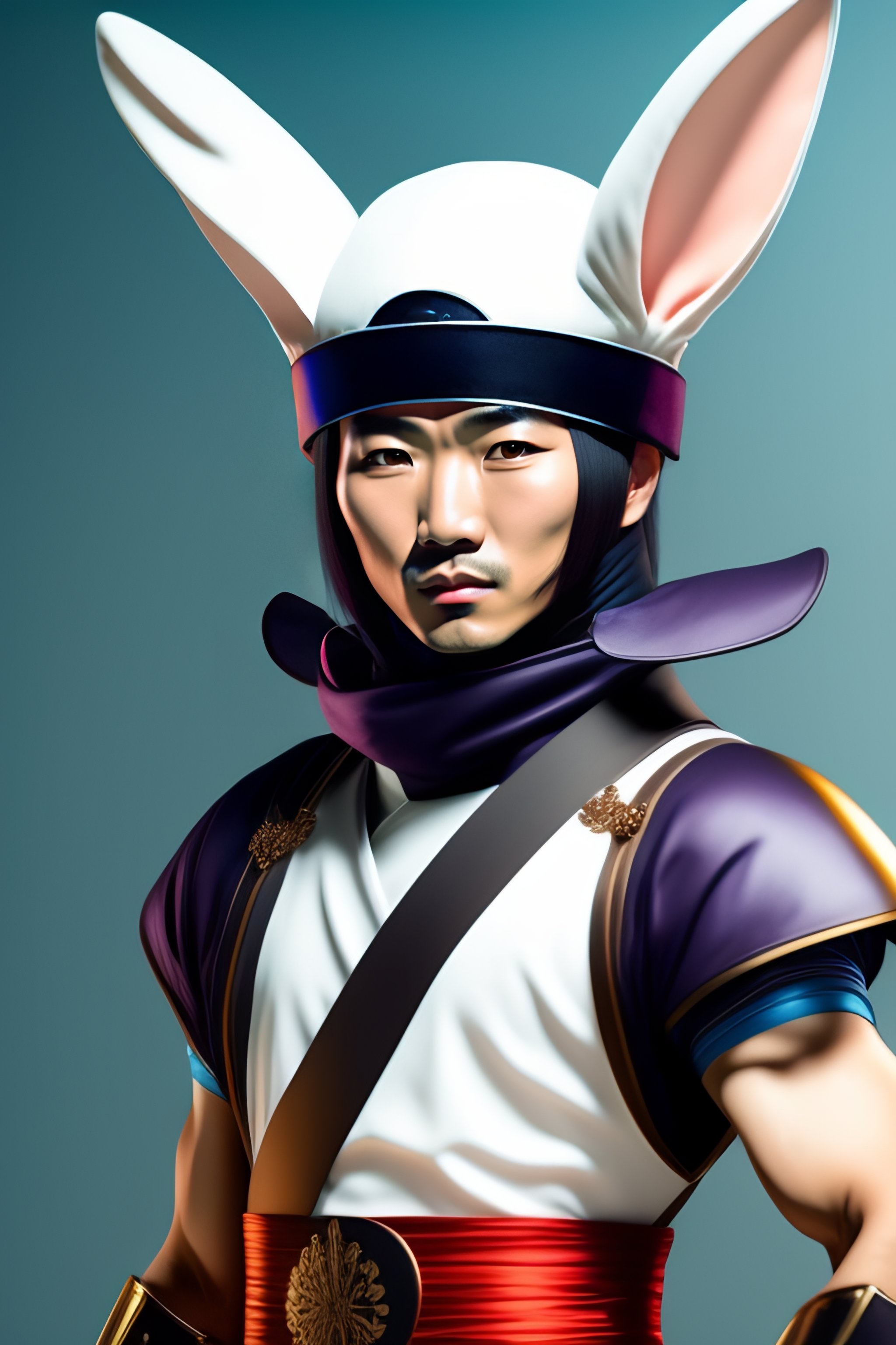 Lexica - Human with small rabbit ears, having a rabbit tail in ninja ...