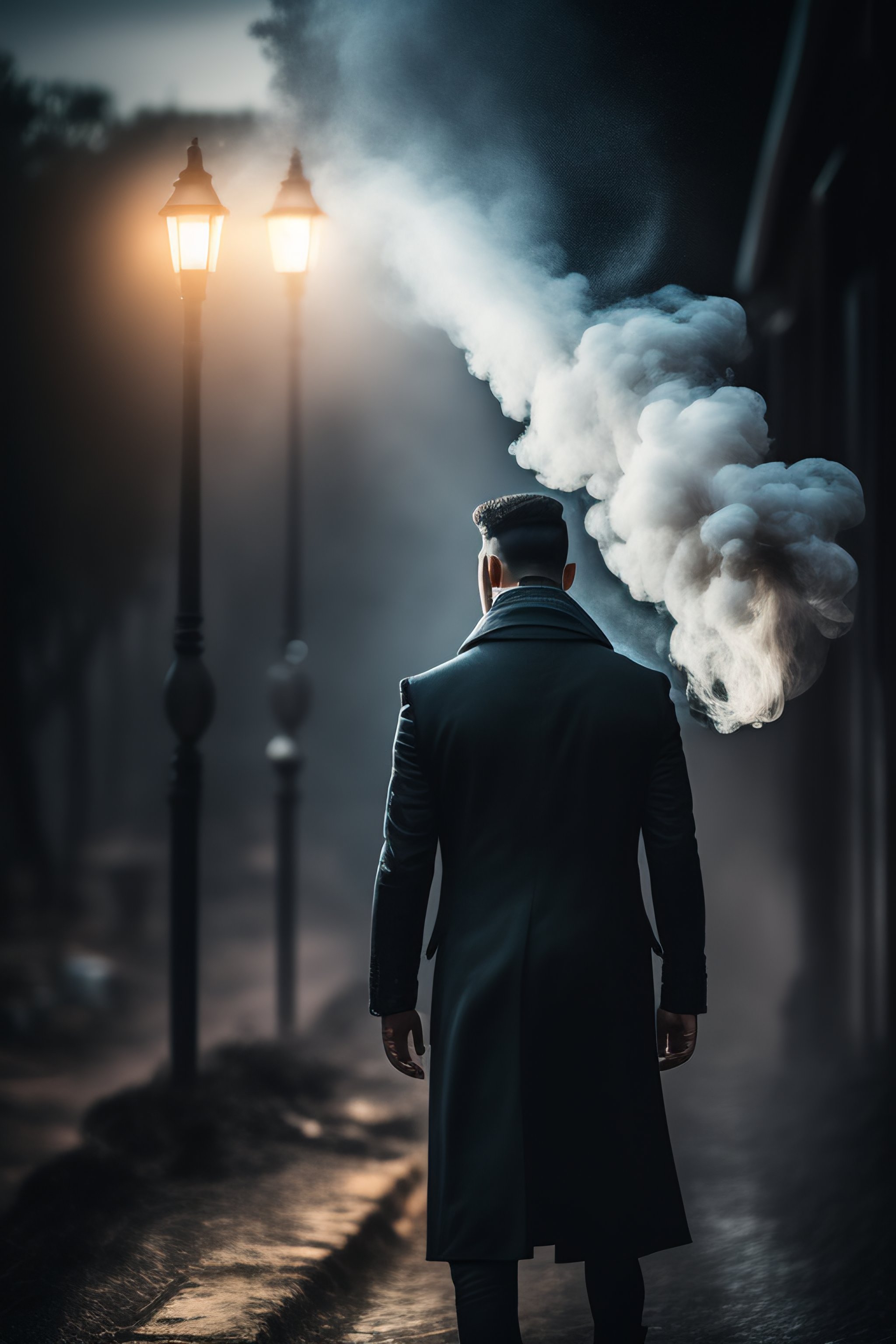 Lexica - Dark and other side a man is coming with smoke from his body ...