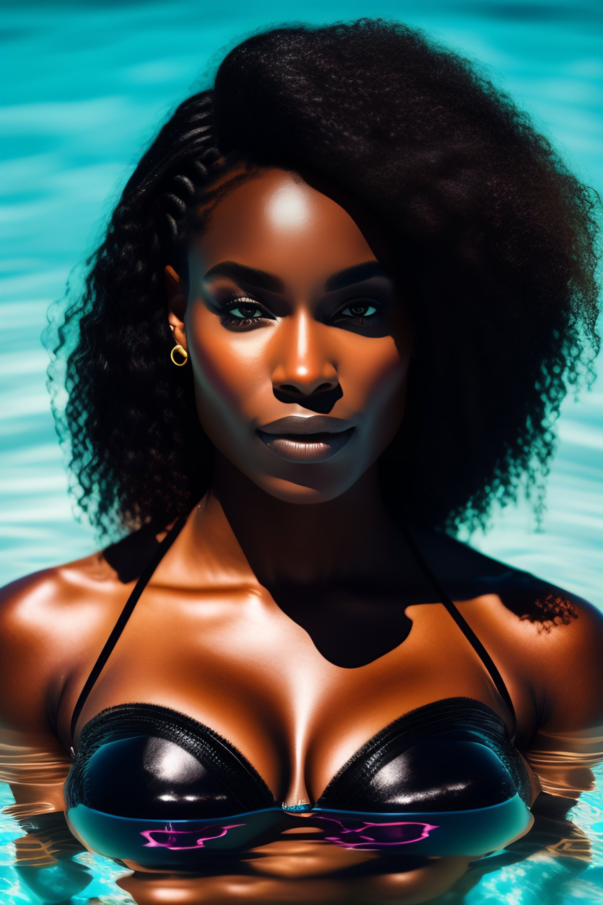 Lexica - Photo of the most beautiful black woman in the world in coming out of a pool ...