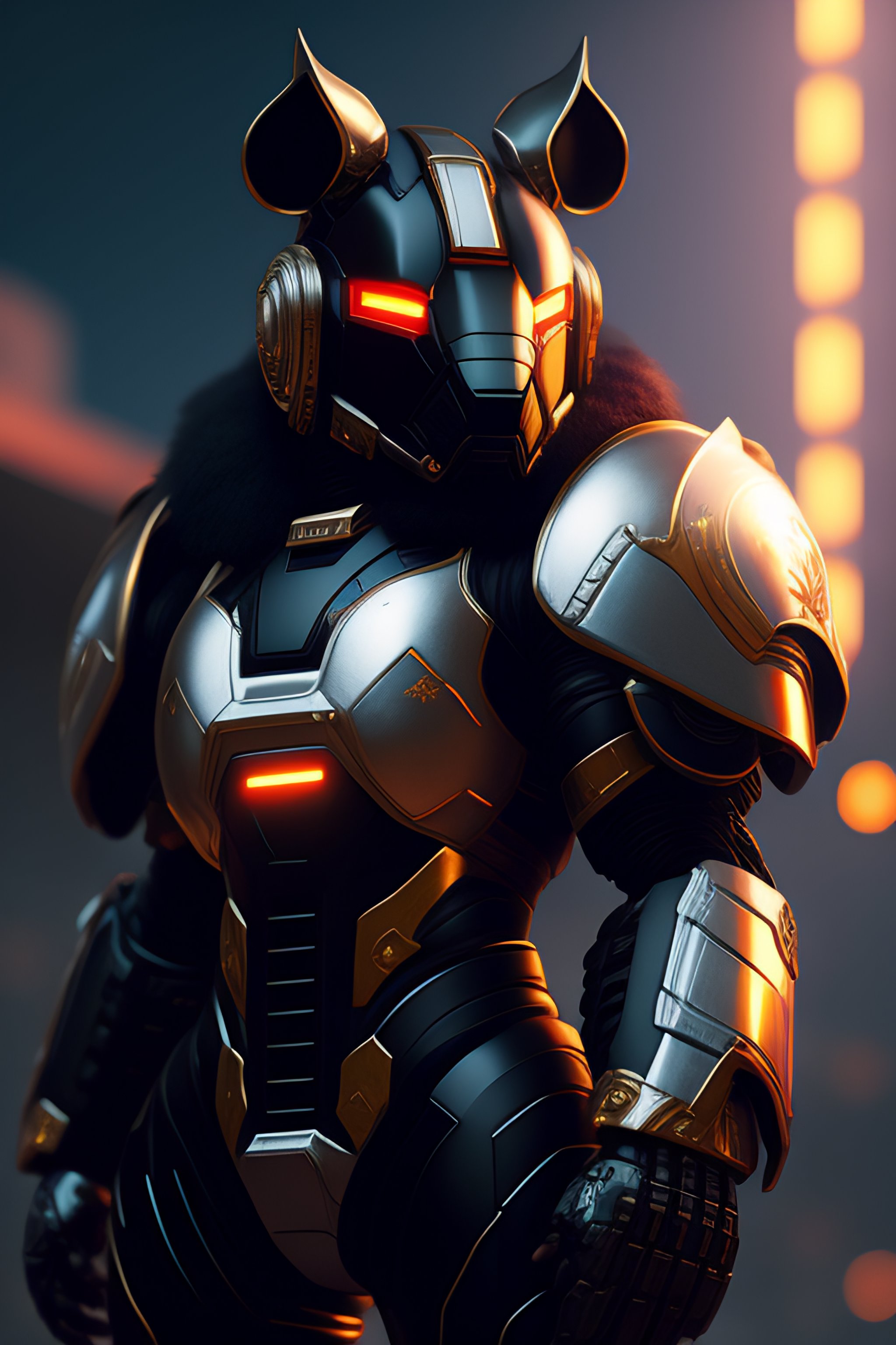 Lexica - A black white guinea pig as the doomslayer, realistic scifi ...