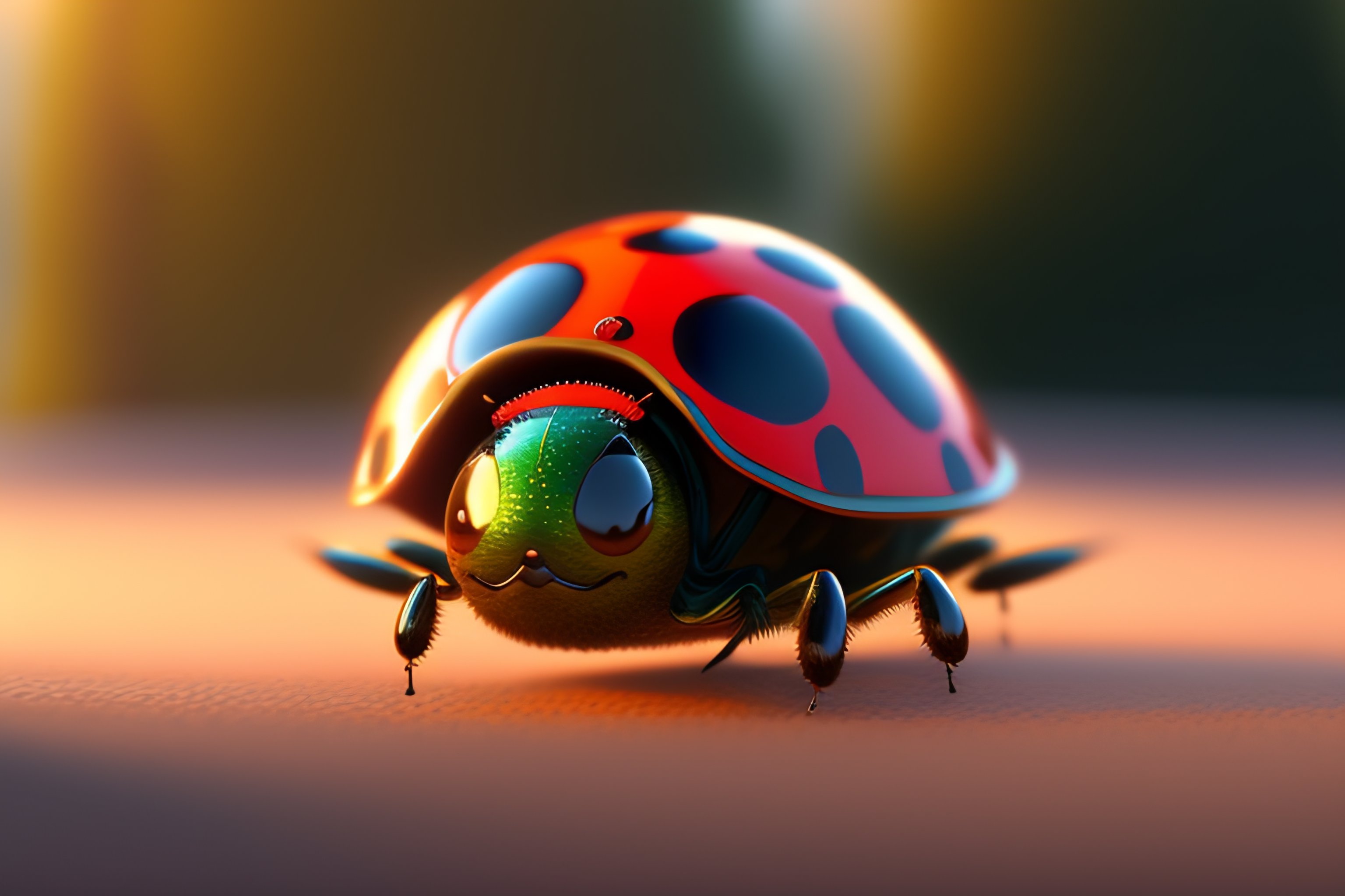 Lexica - Cute adorable little ladybug waving and smiling greeting me ...