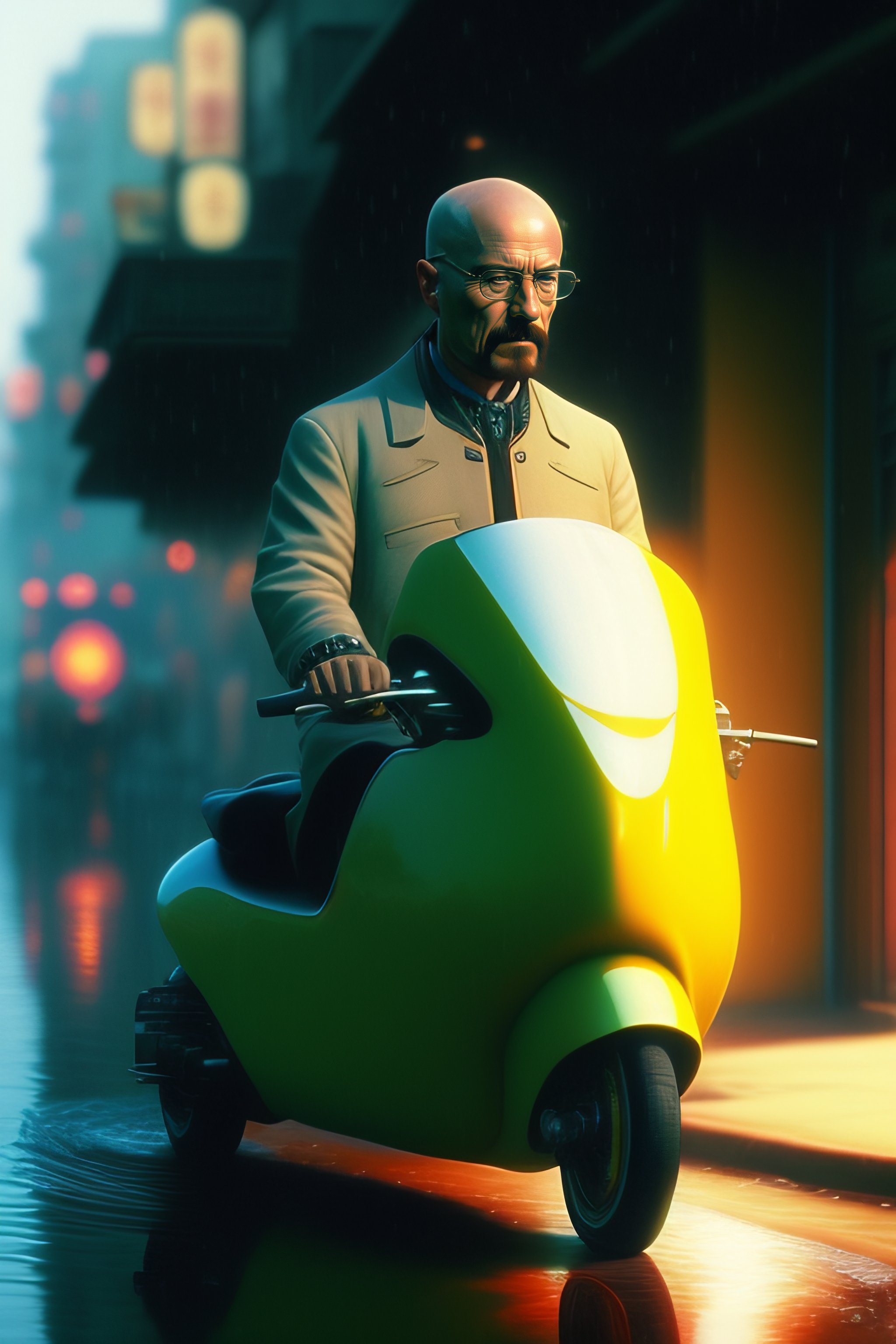 Lexica - Walter White riding a Sinclair C5: the electric trike bike ...