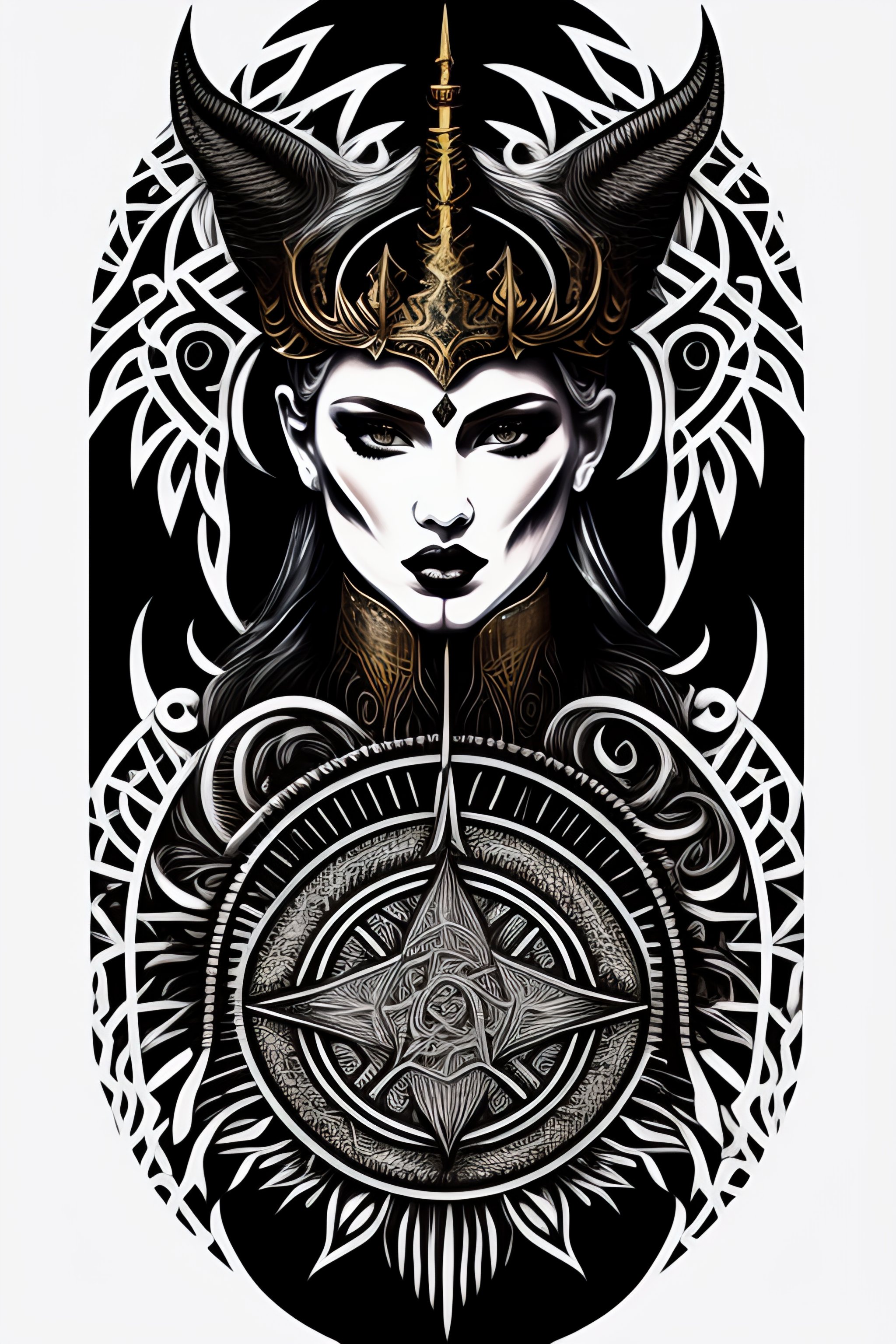 Lexica - A tshirt design of Satanic queen, symmetrical, highly detailed ...