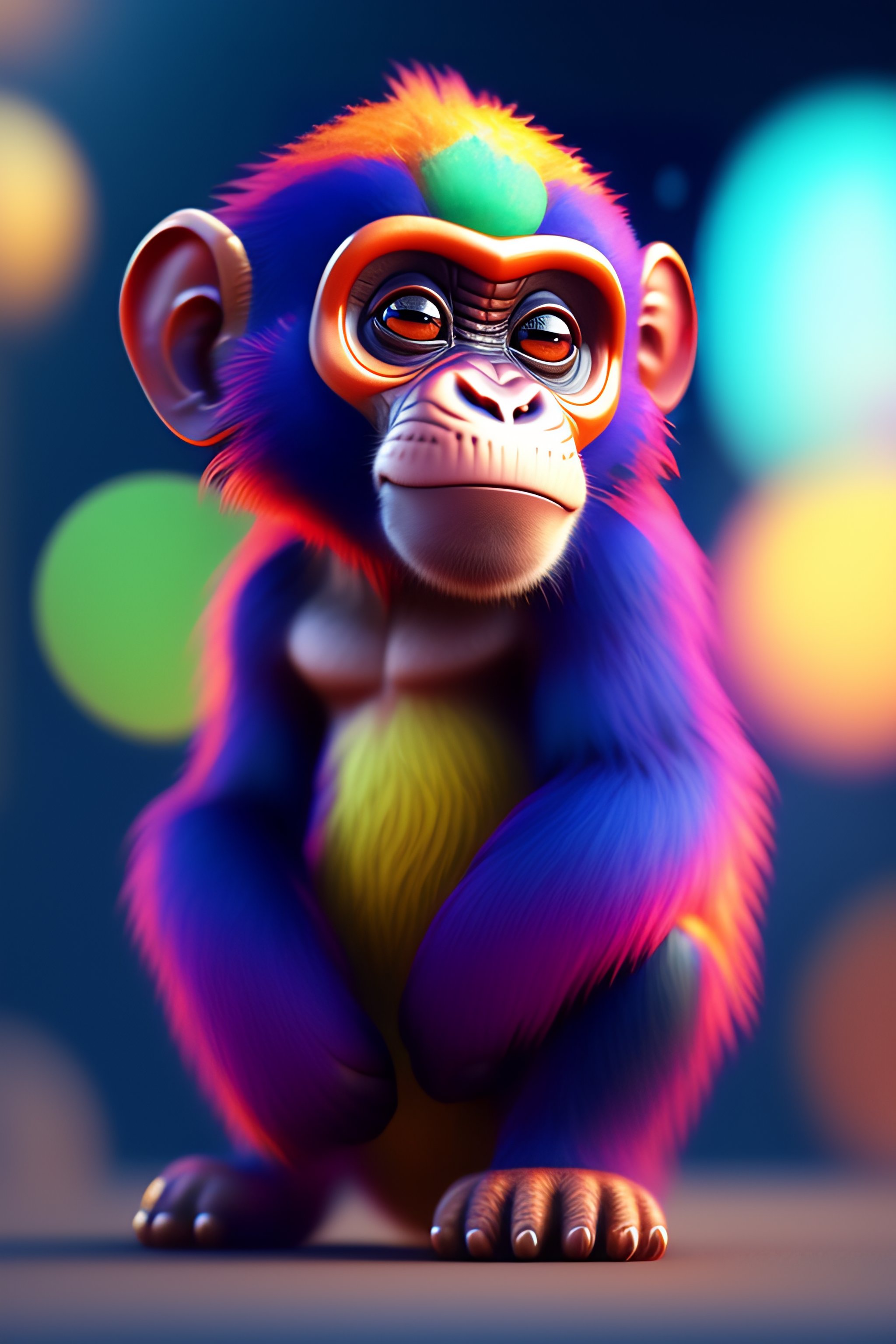 Lexica - A cute monkey is in future, 3D, 8K, 3D render, 3D rendered ...