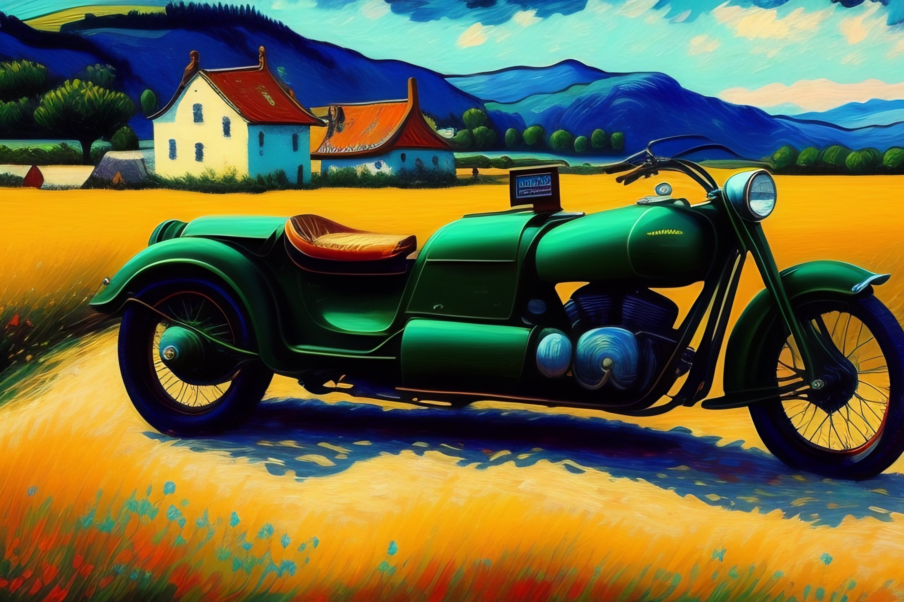 Lexica - Old painting vincent van gogh , motorcycle advanced chassis,