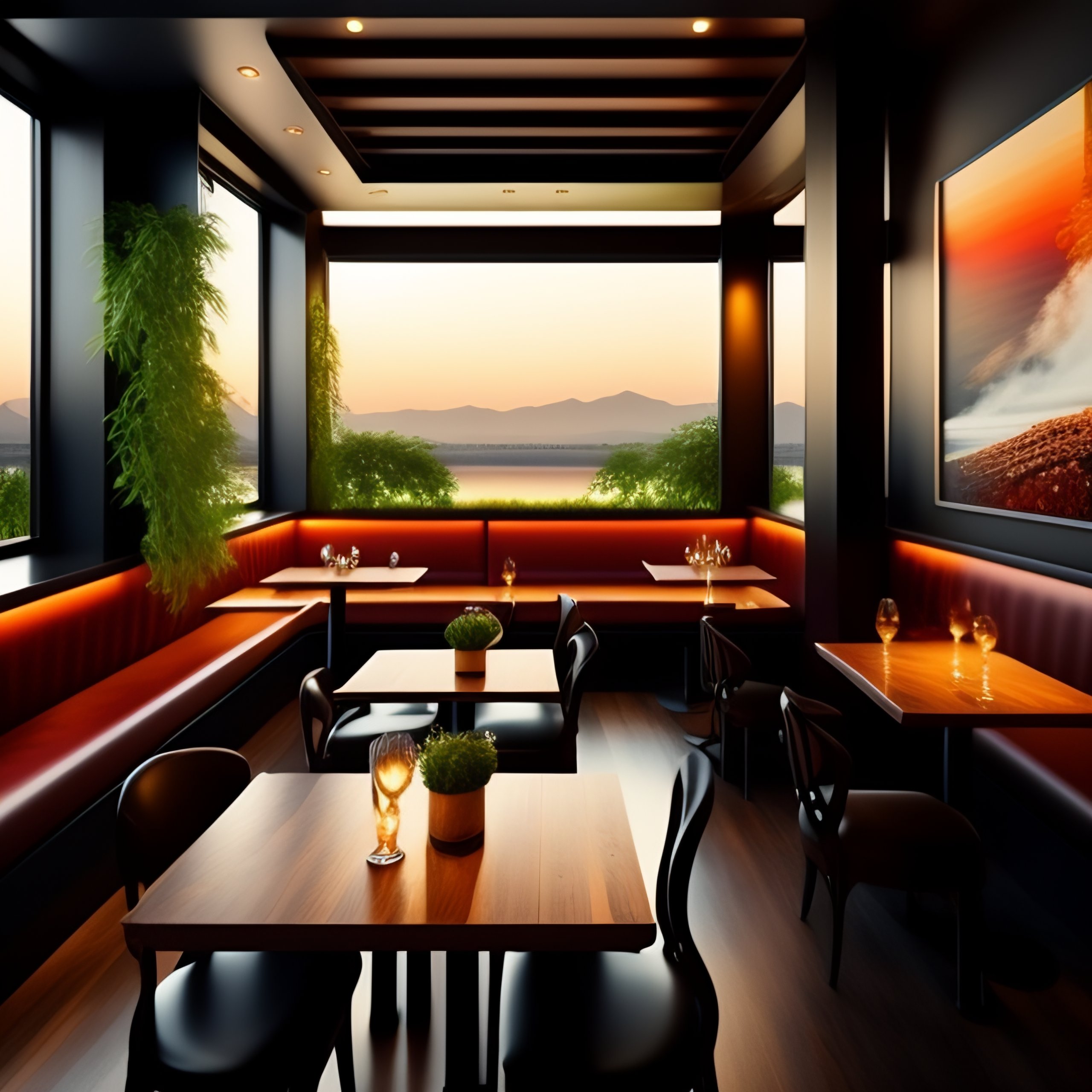 Lexica - Simple looks, large restaurants interior, realastic