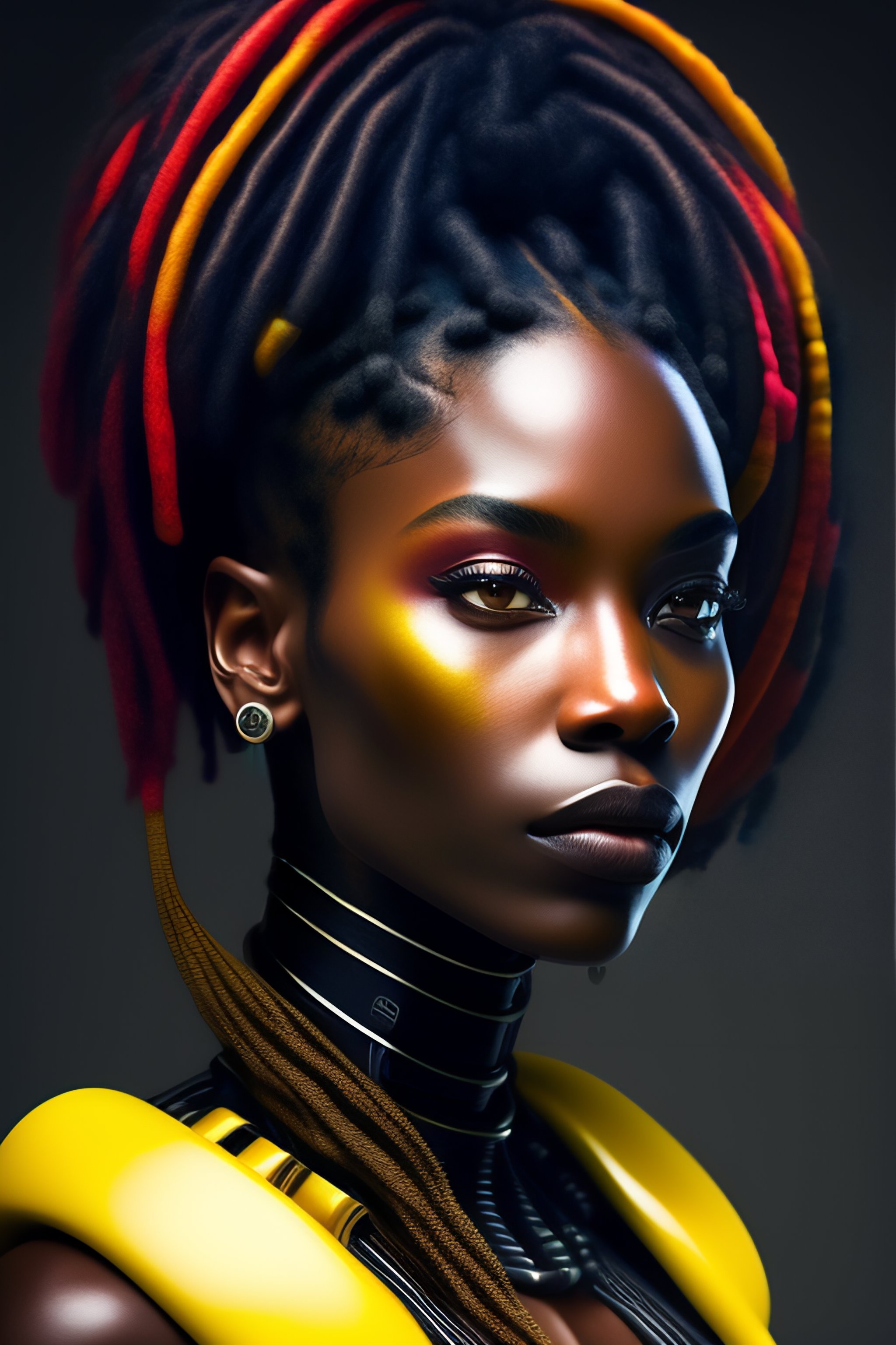 Lexica - True alien, african, dreadlocks, ultra realistic, robot, portrait