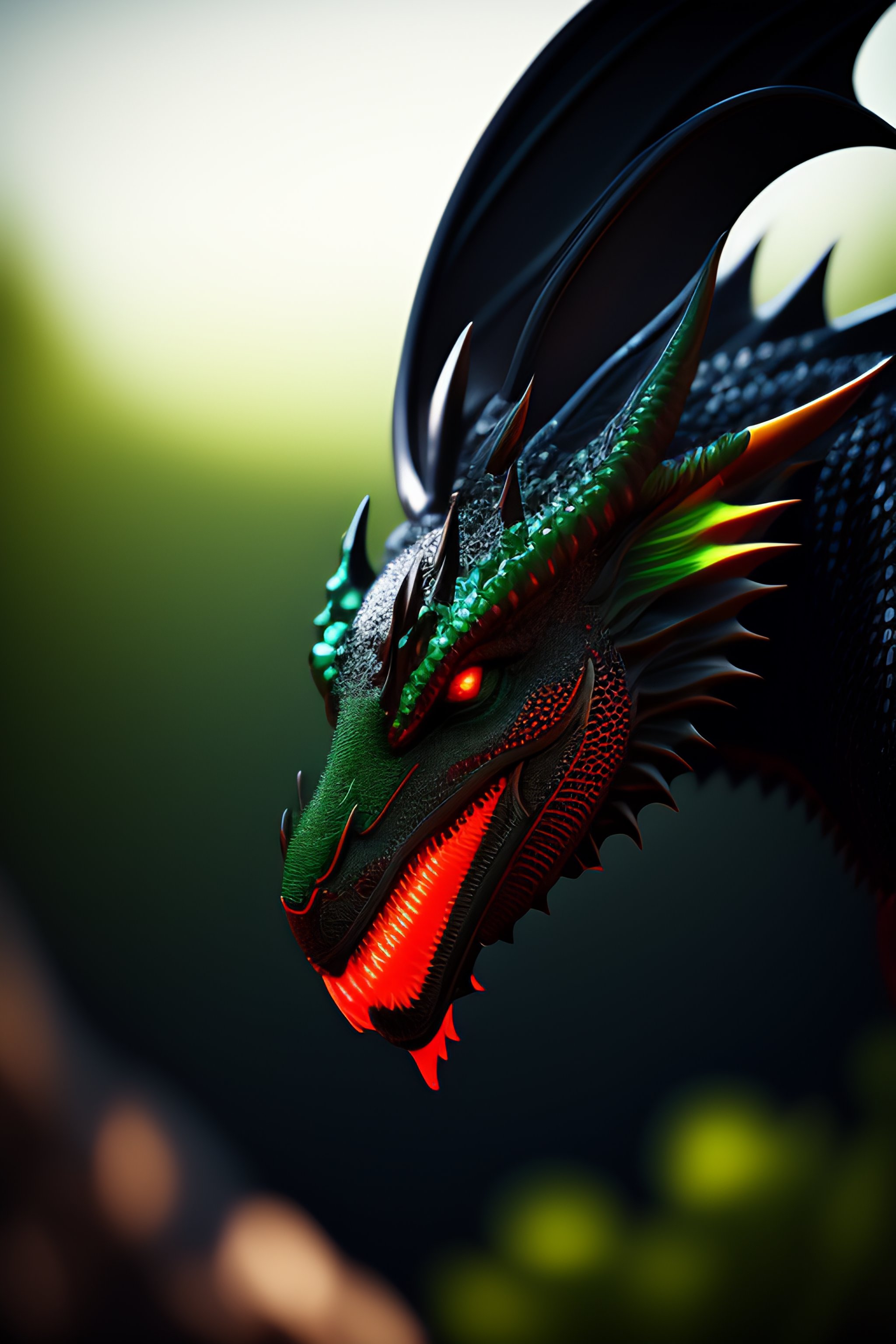 Lexica - Black dragon, green dragon, red, dragon, depth of field,32k ...