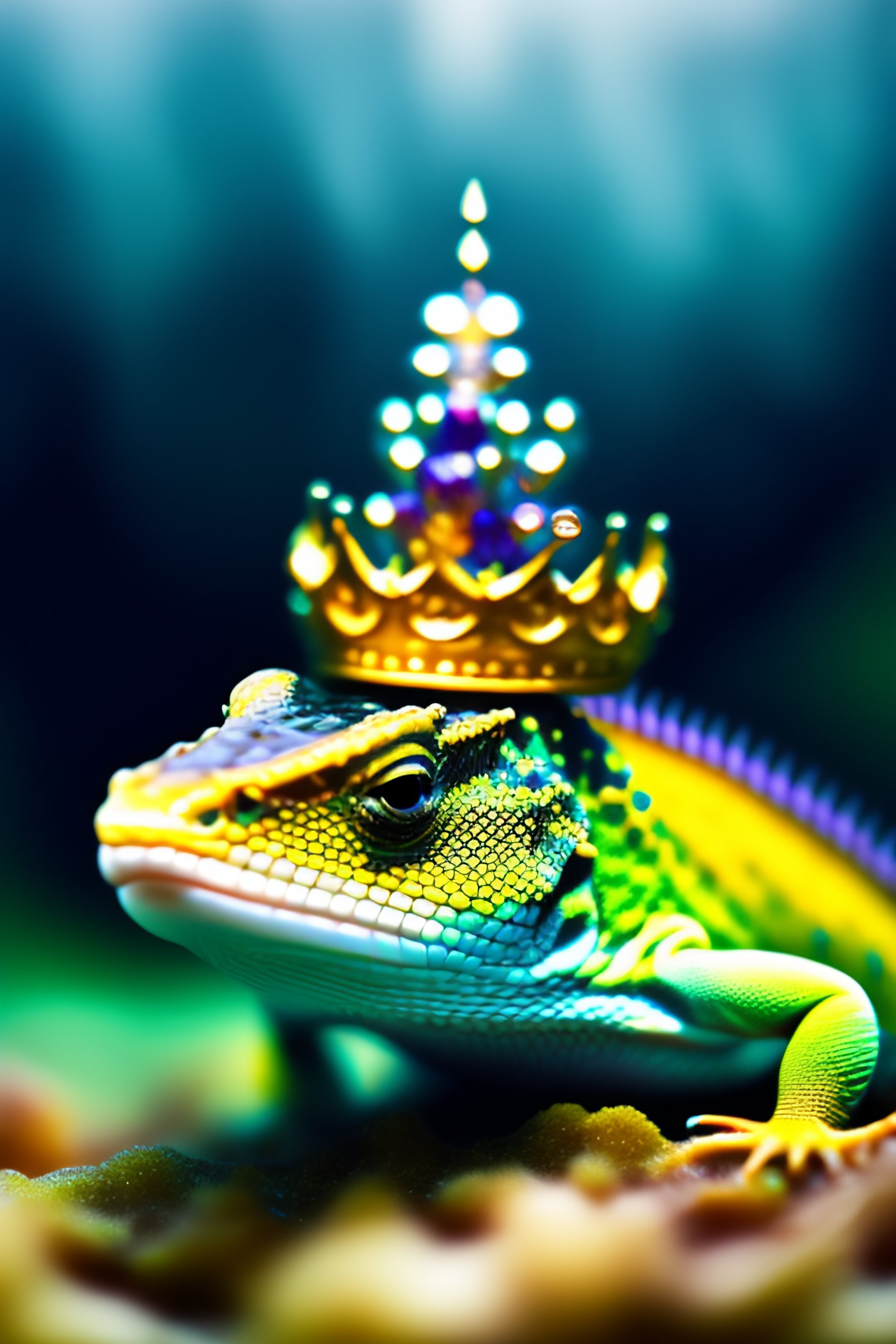Lexica - Lizard with crown underwater