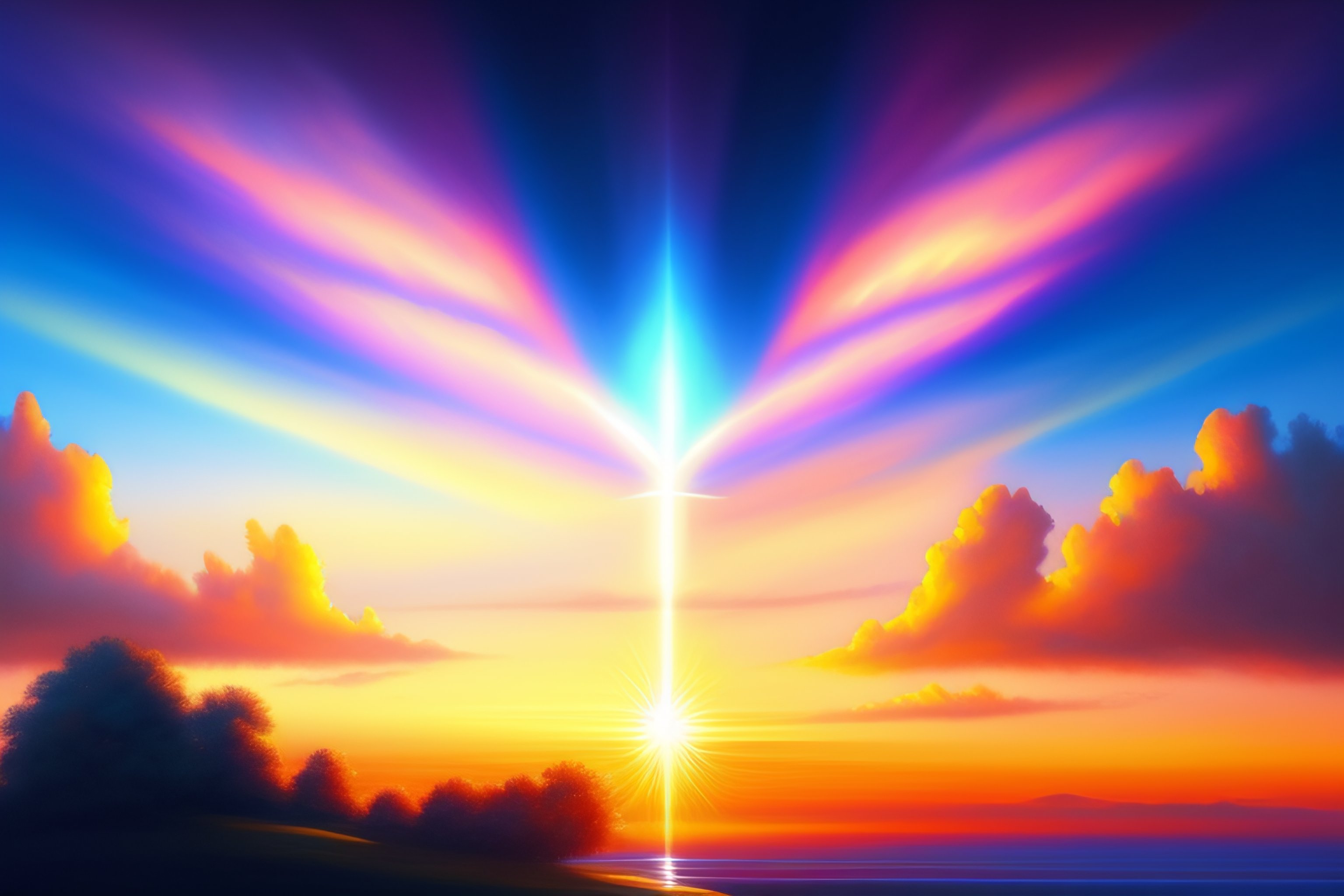 Lexica - Horizontal background, with clouds, splendor, angelic, rays of ...