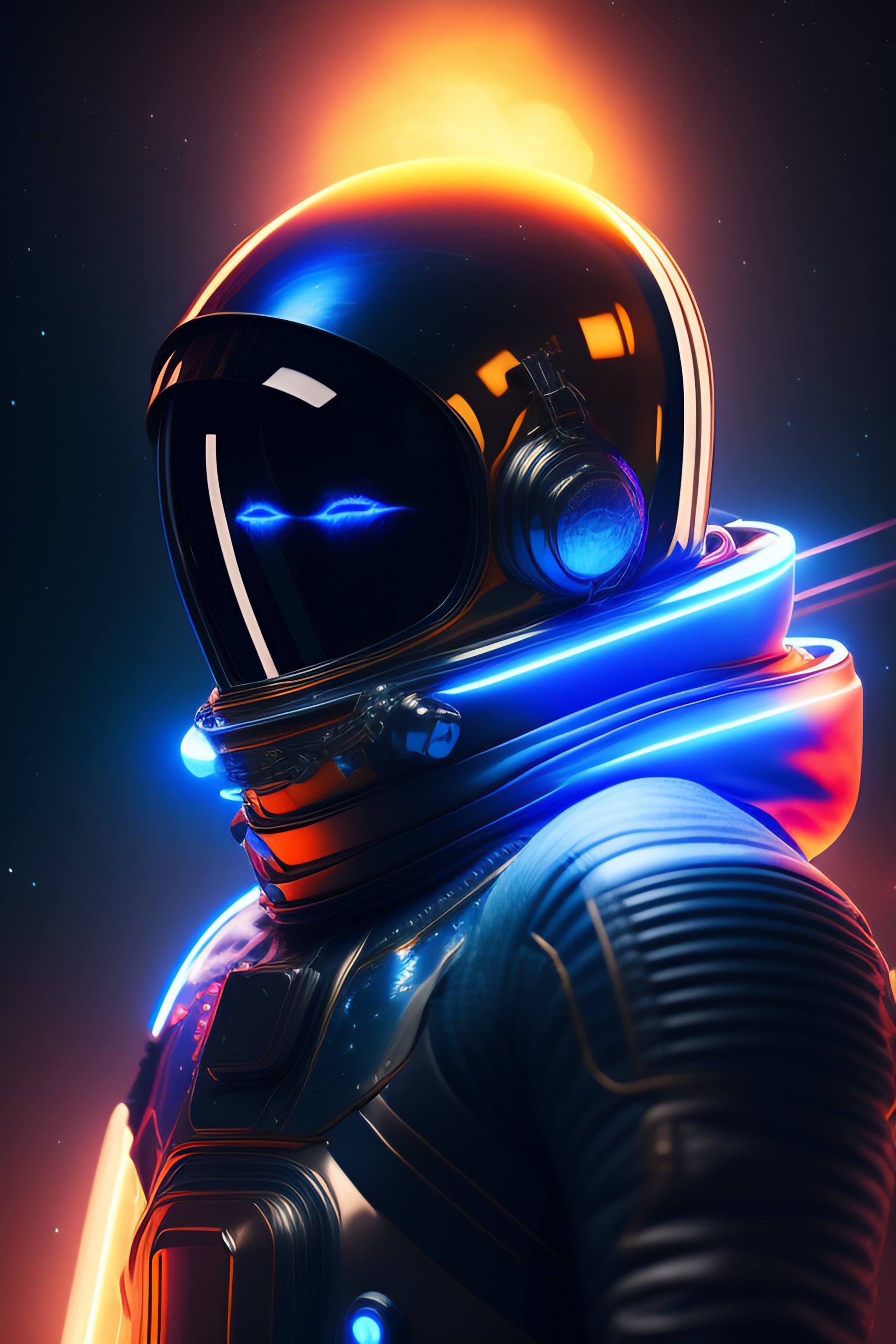 Lexica - A dark blue head male in space suits, surrealism, retro space ...