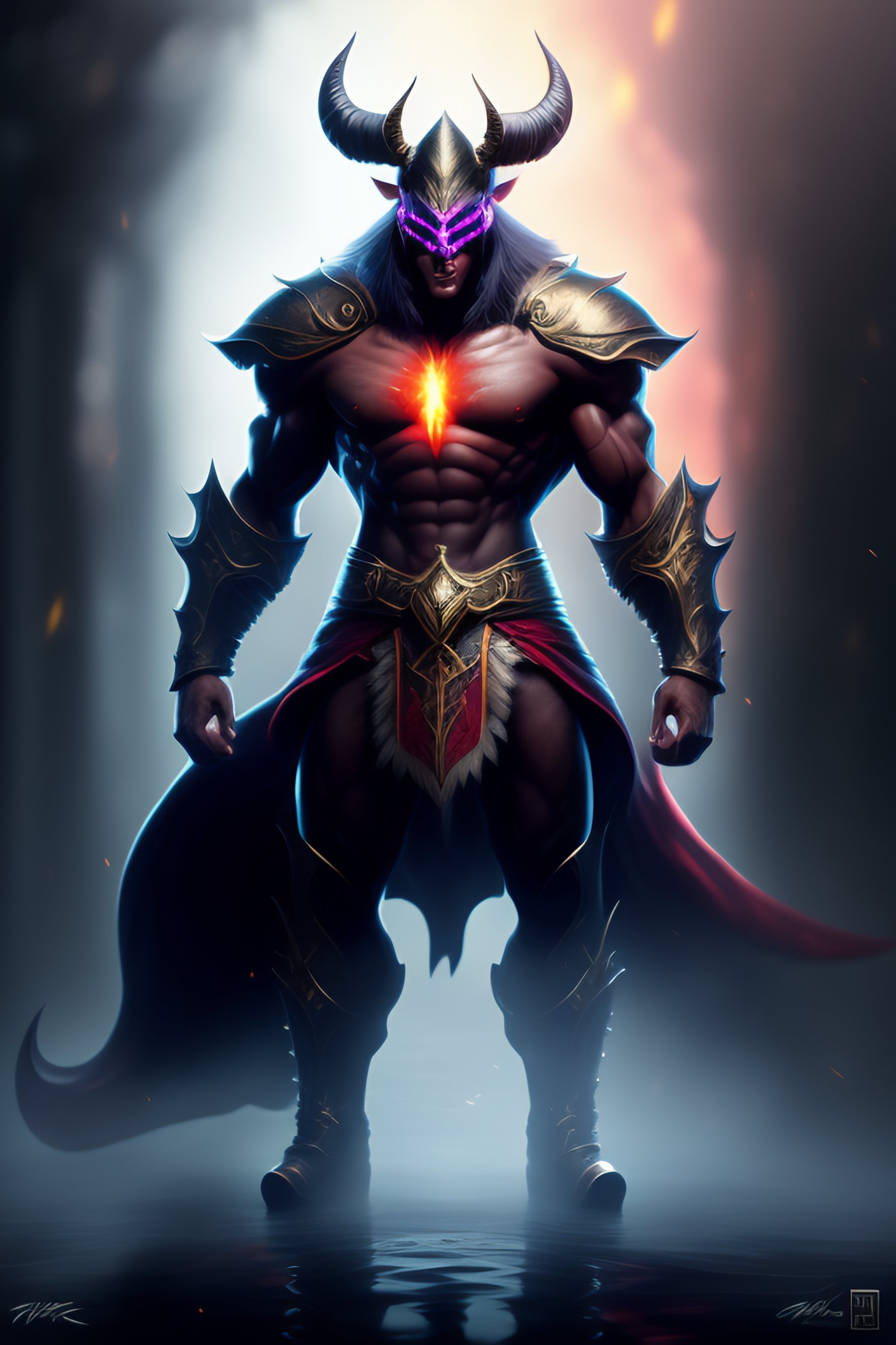 Lexica - Hyper realistic demon, full body, splashart style